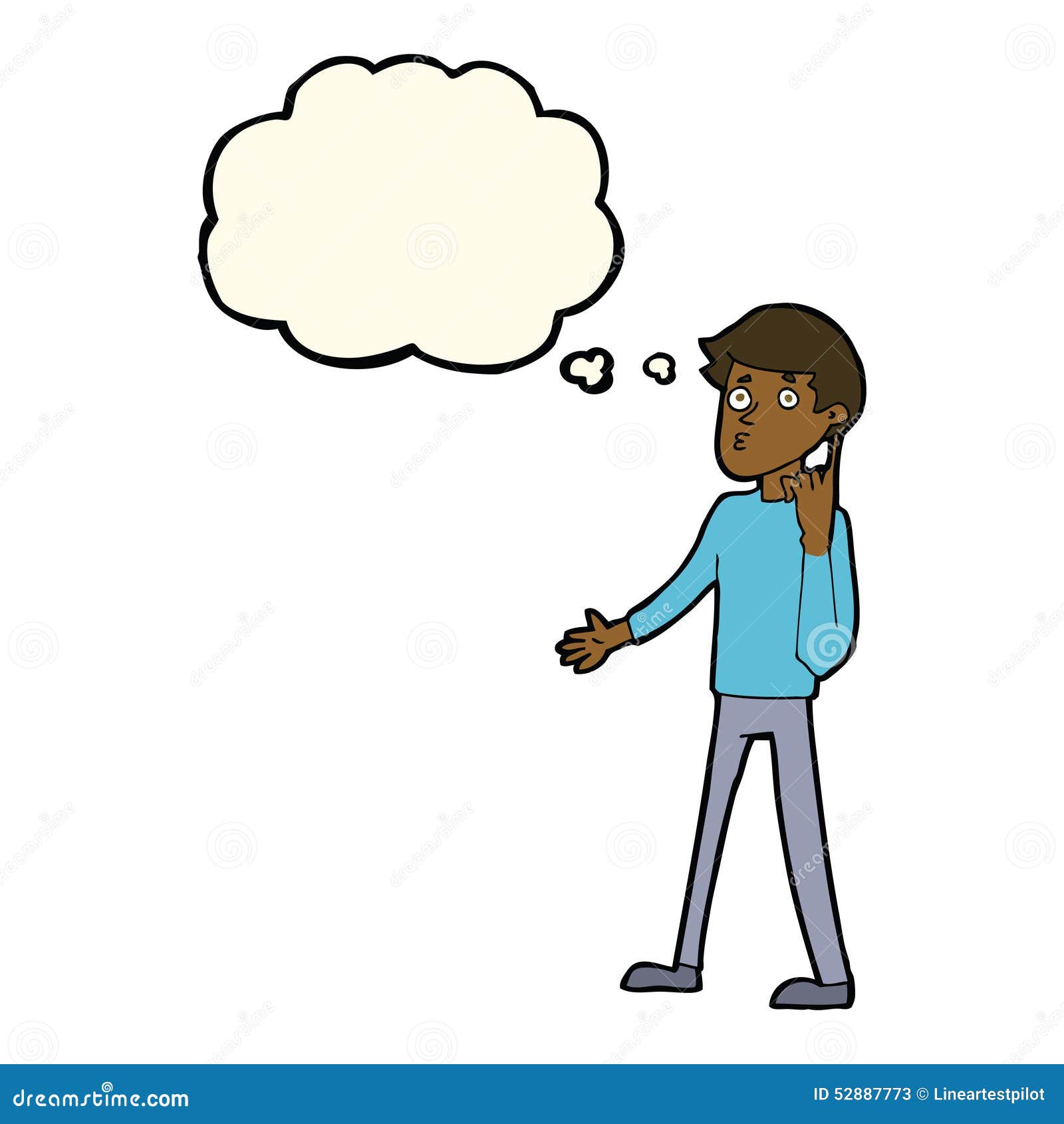 Cartoon Man Asking Question with Thought Bubble Stock Illustration ...