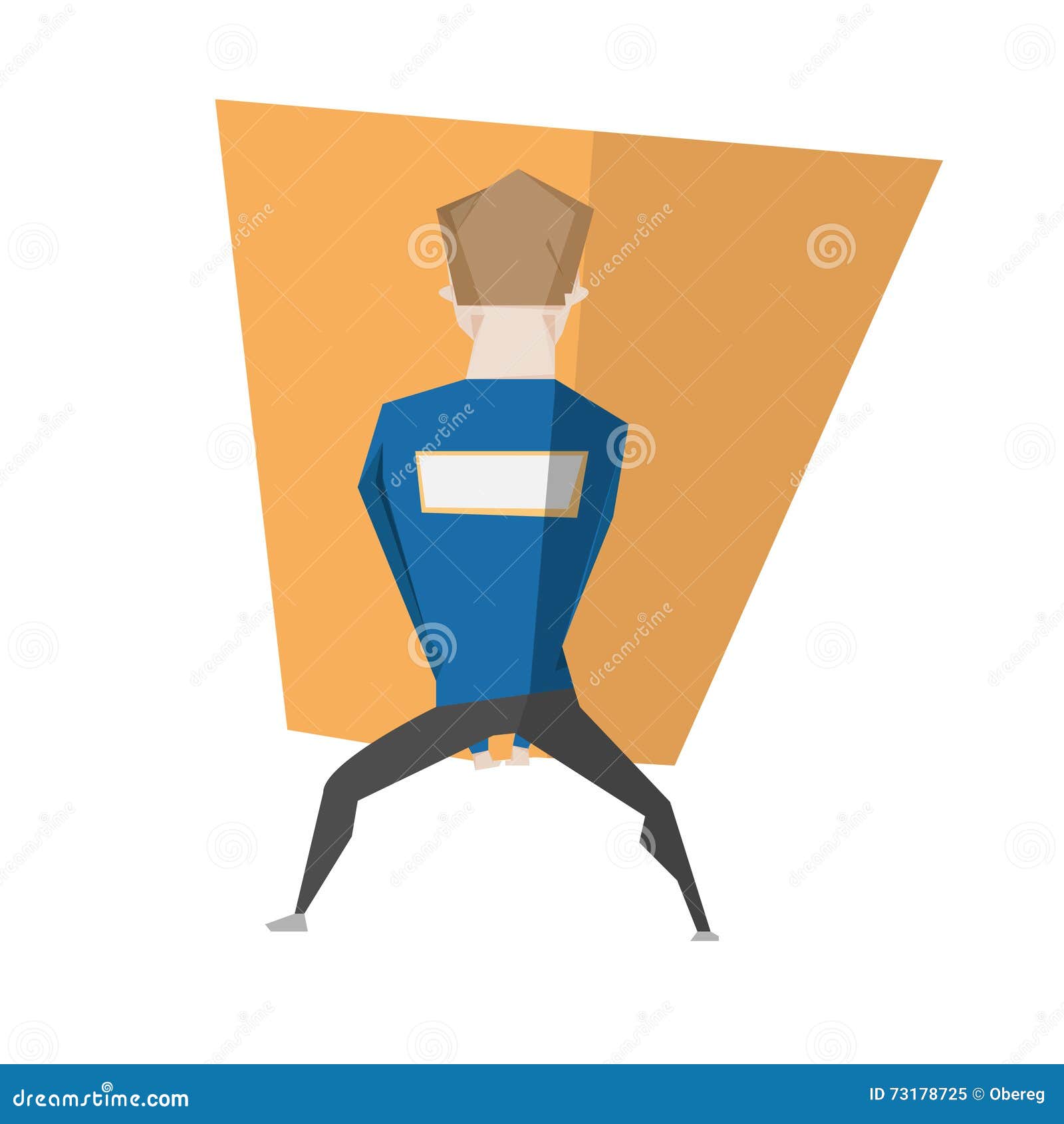 Cartoon Man Back Side View with Big Box Stock Vector - Illustration of ...