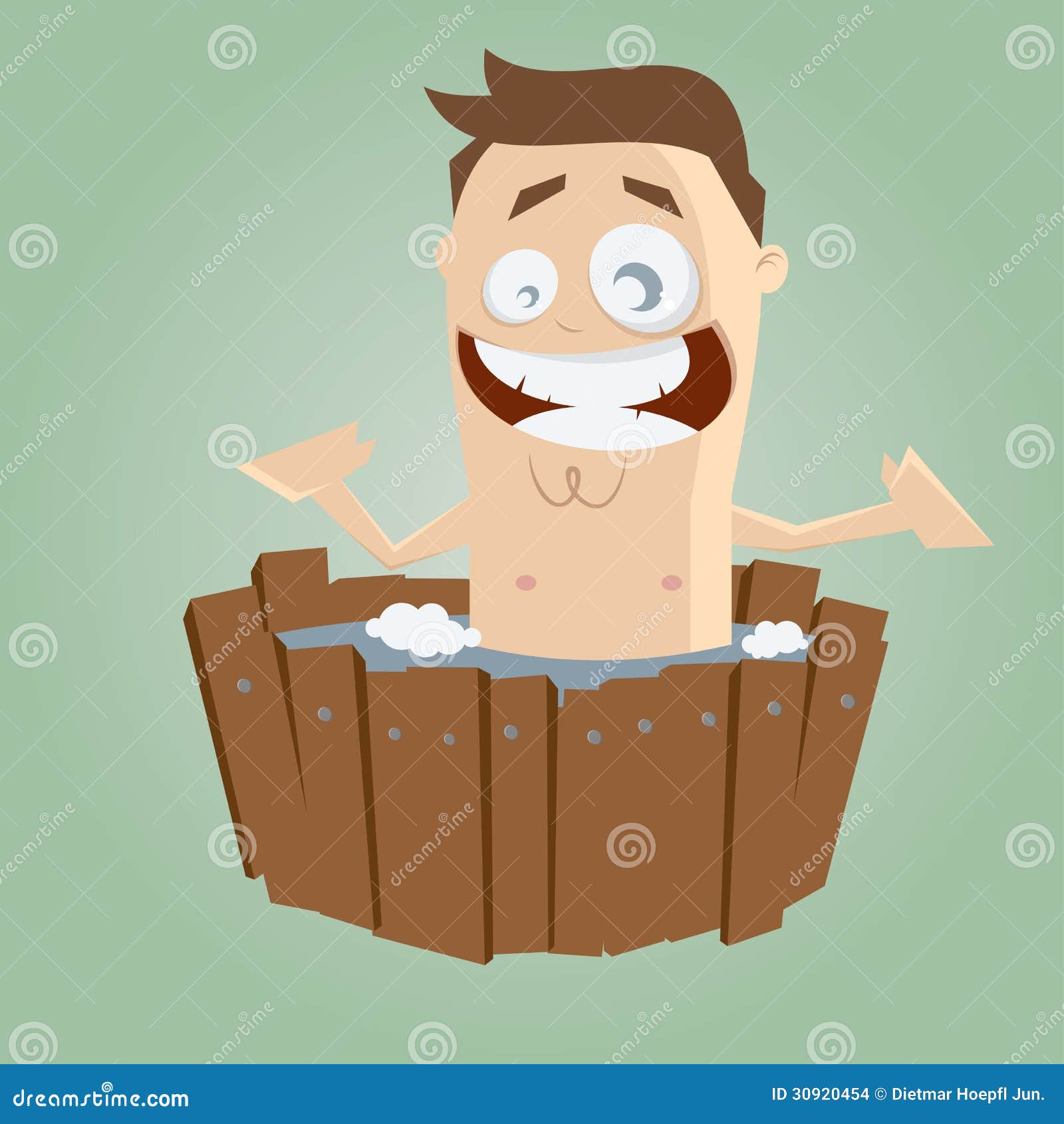 Cartoon man is bathing stock vector. Illustration of drawing - 30920454