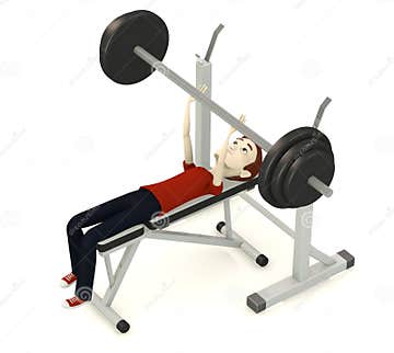 Cartoon Man with Benchpress Stock Illustration - Illustration of young ...