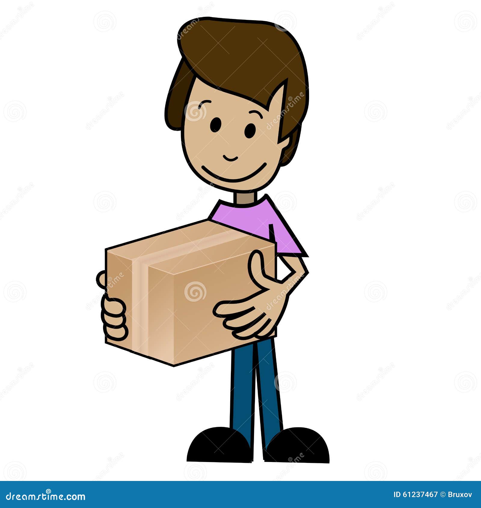 Cartoon man with the box stock vector. Illustration of work - 61237467