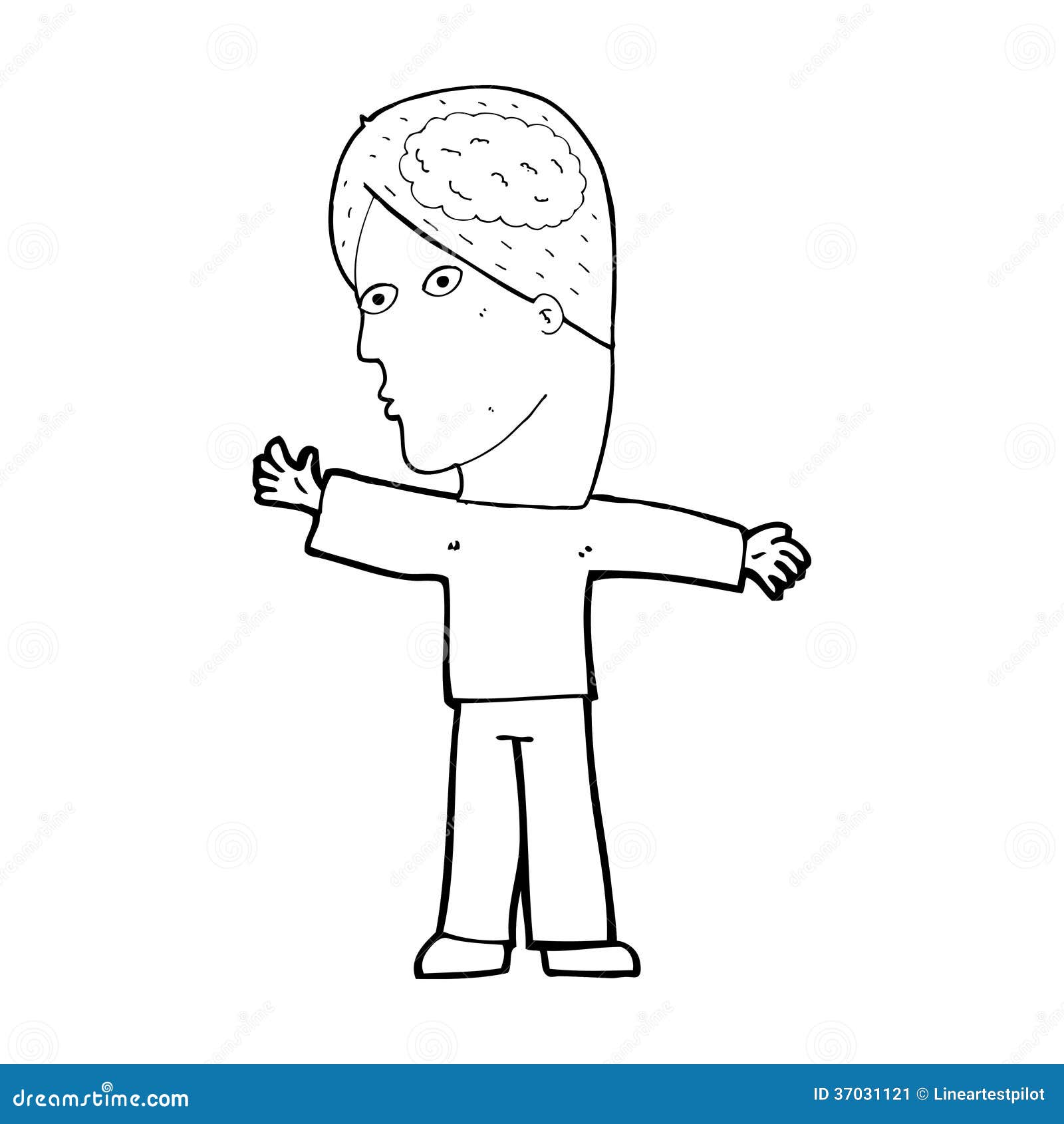 Cartoon man with brain stock illustration. Illustration of clip - 37031121