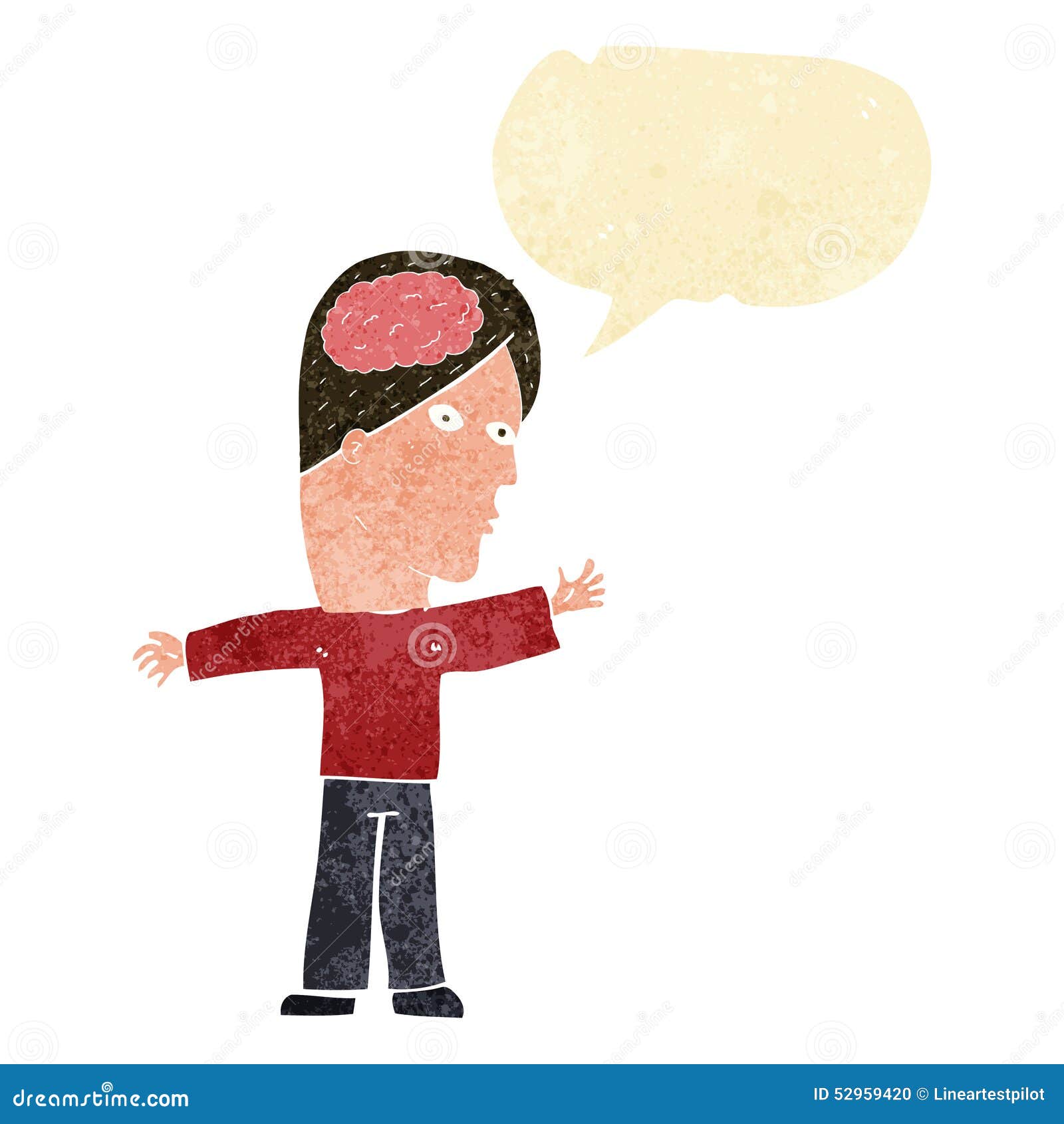 Cartoon Man with Brain with Speech Bubble Stock Illustration ...
