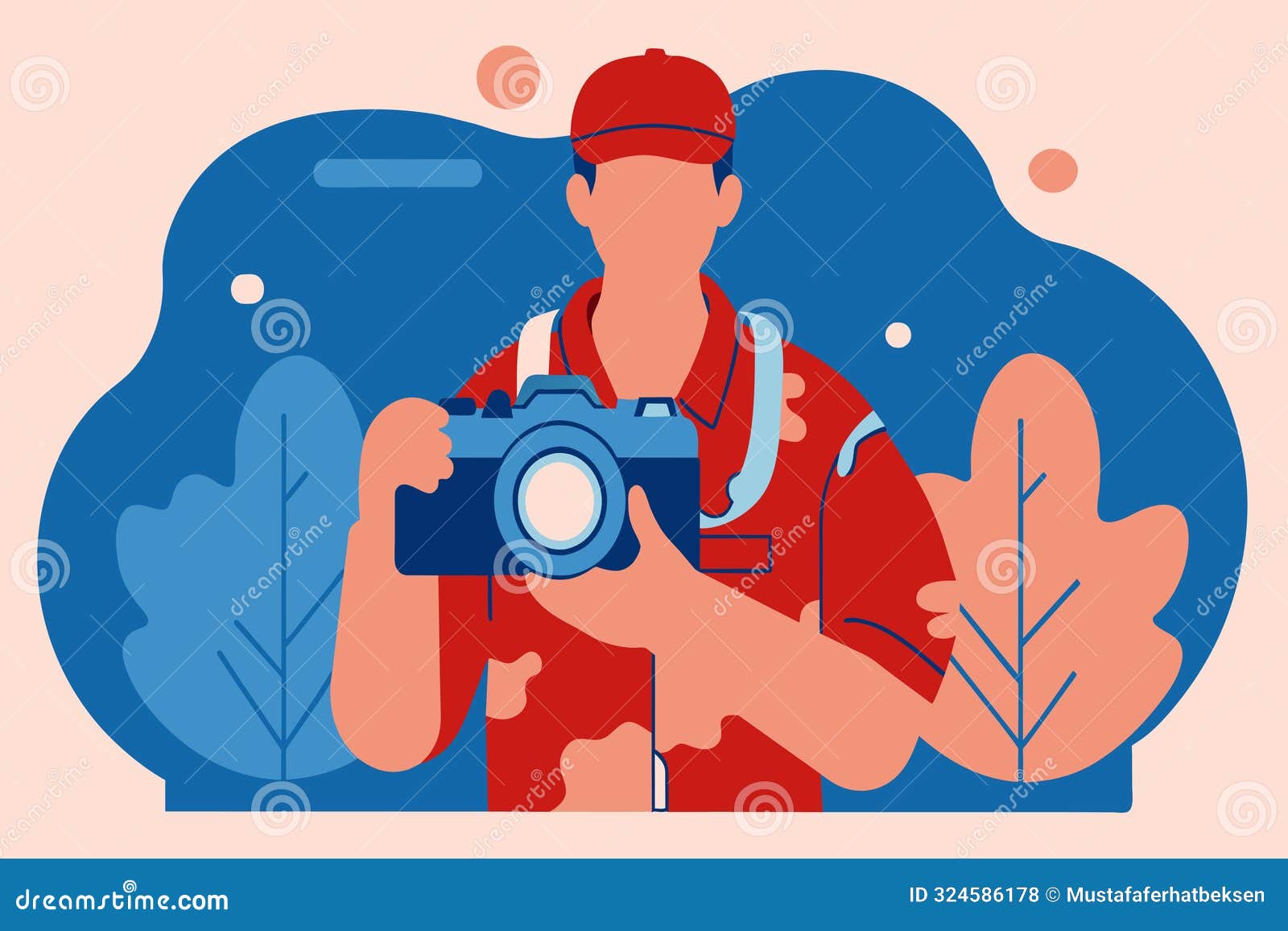 A Cartoon Man with a Camera Ready To Take a Picture Outside Stock ...