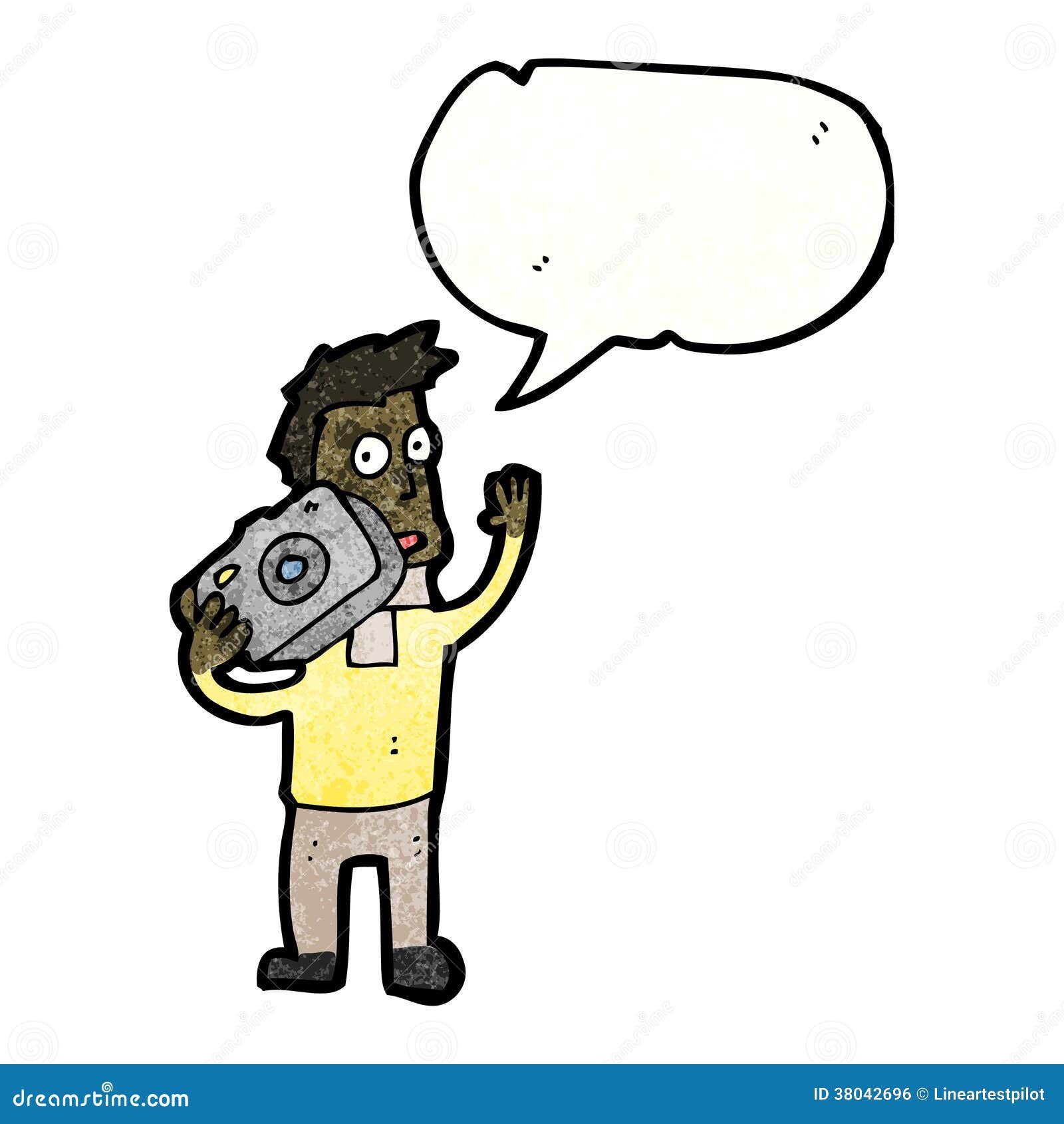 Cartoon Man with Camera and Speech Bubble Stock Vector - Illustration ...