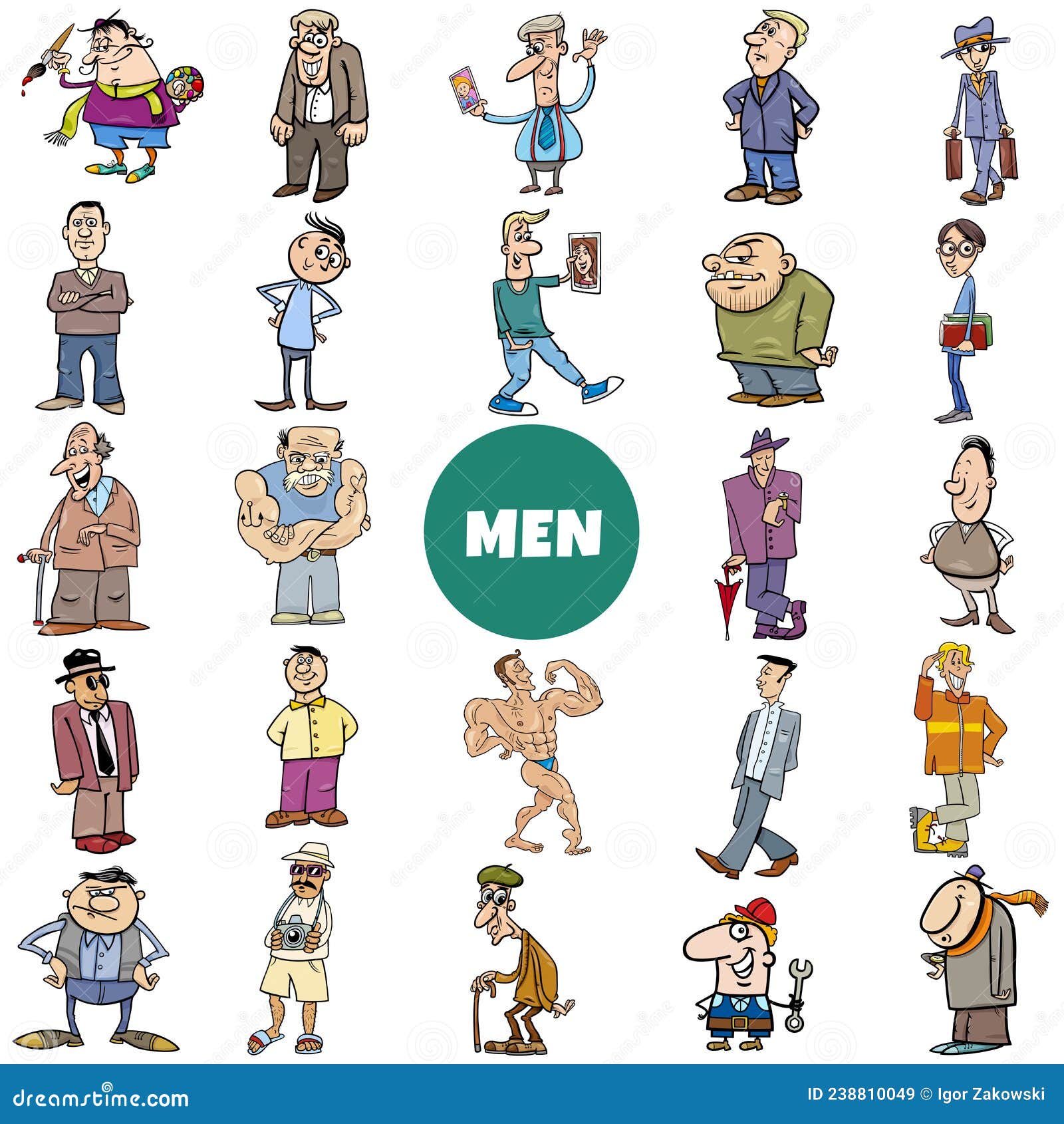 Cartoon Man Characters Big Set Stock Vector - Illustration of identity ...