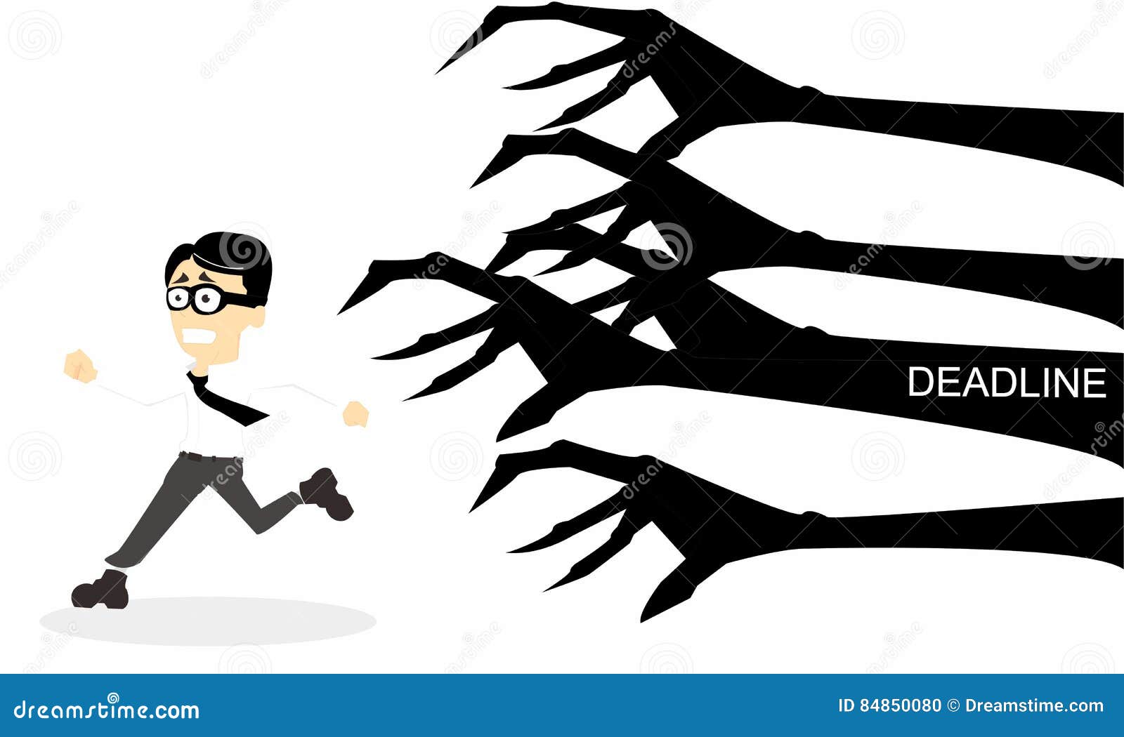 Cartoon a Man Chased Deadline Stock Illustration - Illustration of ...