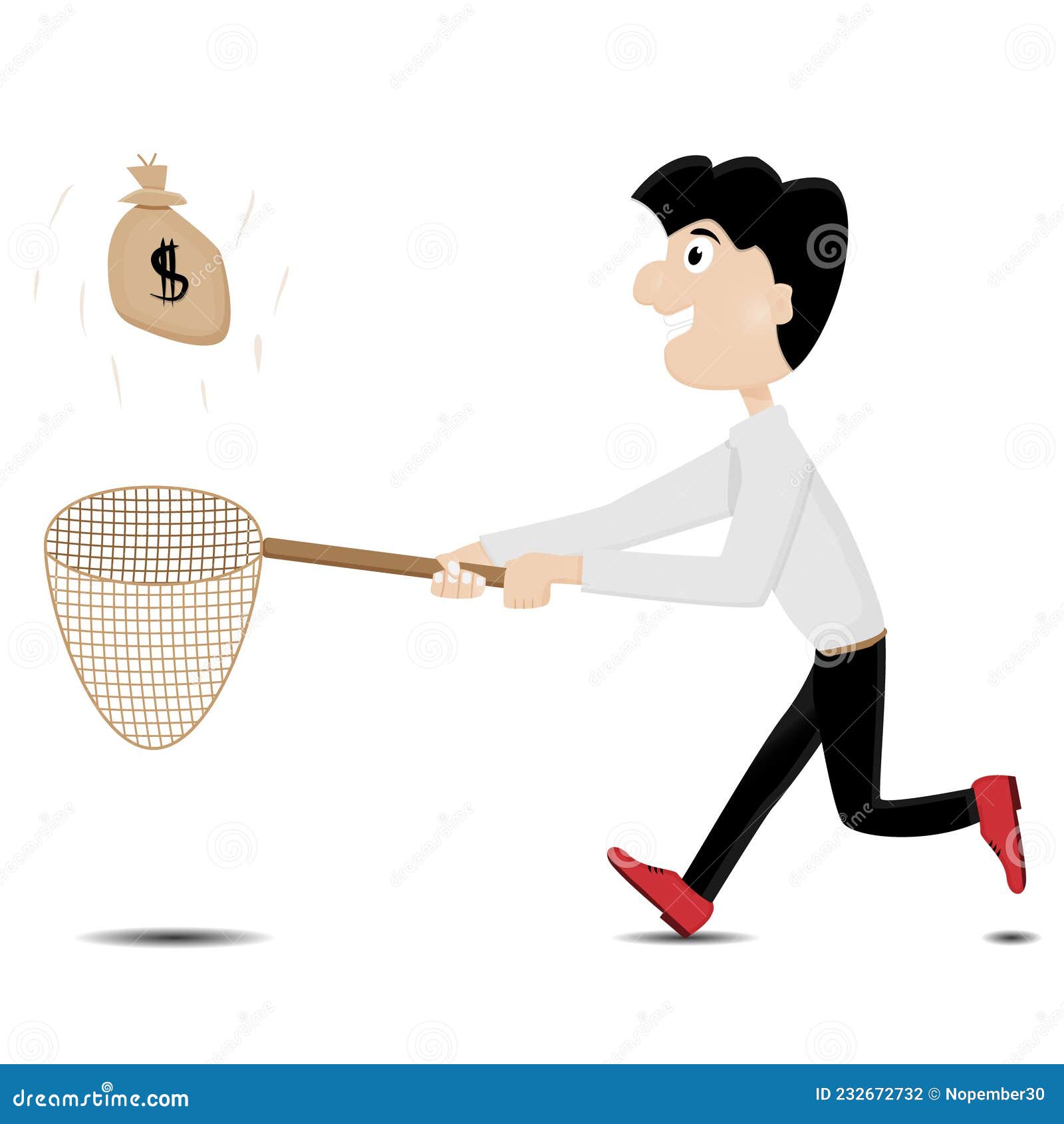 Chasing After Money Metaphor Vector Cartoon Illustration ...