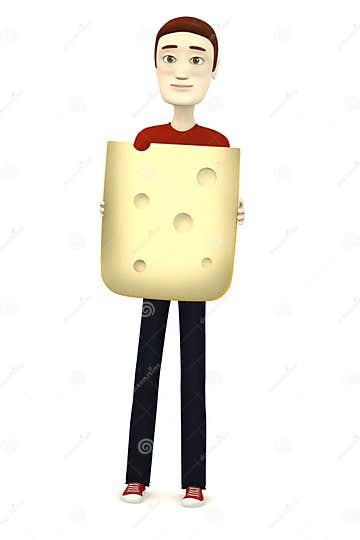 Cartoon man with cheese stock illustration. Illustration of food - 31240125