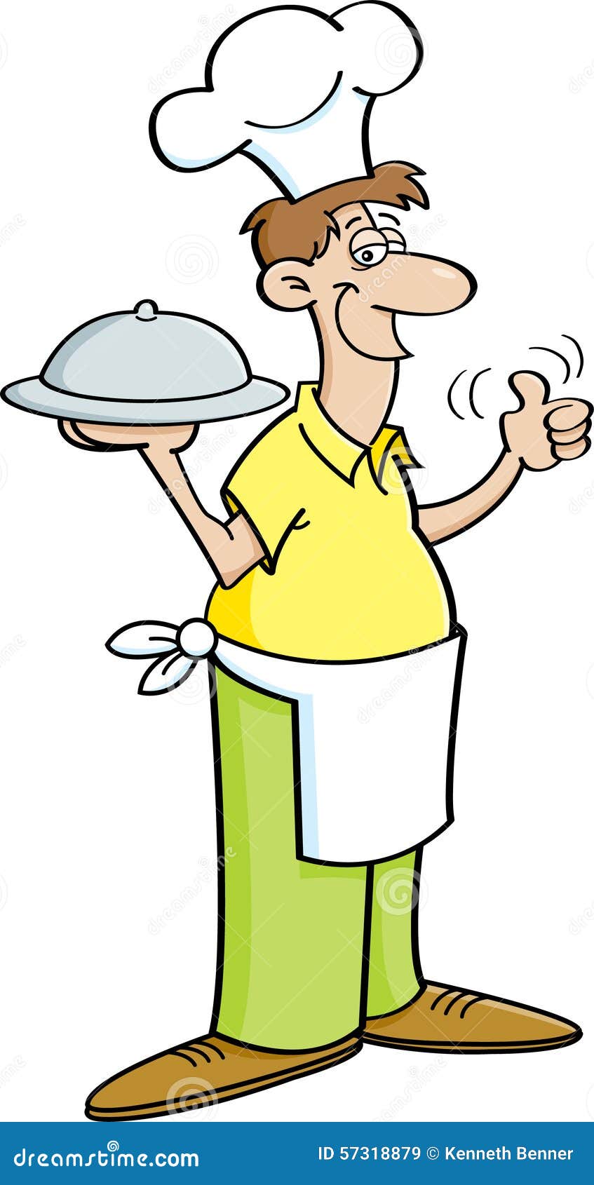 Cartoon Man in a Chef S Hat Holding a Platter. Stock Vector ...