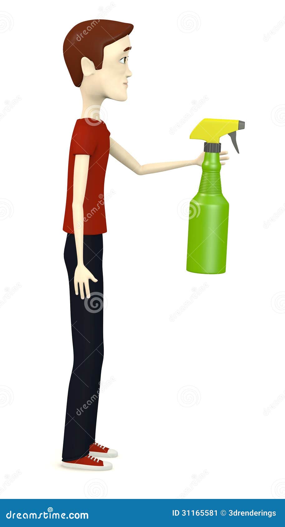 Cartoon man with cleaner stock illustration. Illustration of clean ...