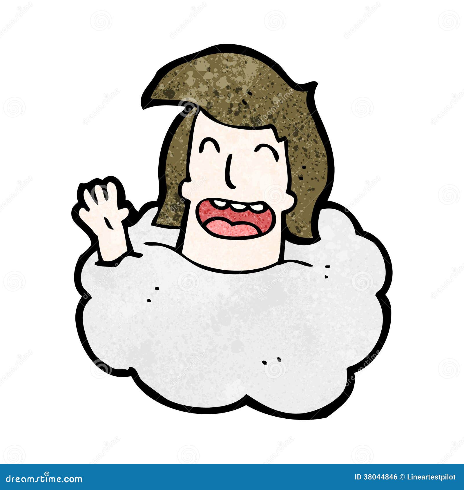 Cartoon Man in Cloud Waving Stock Vector - Illustration of male ...