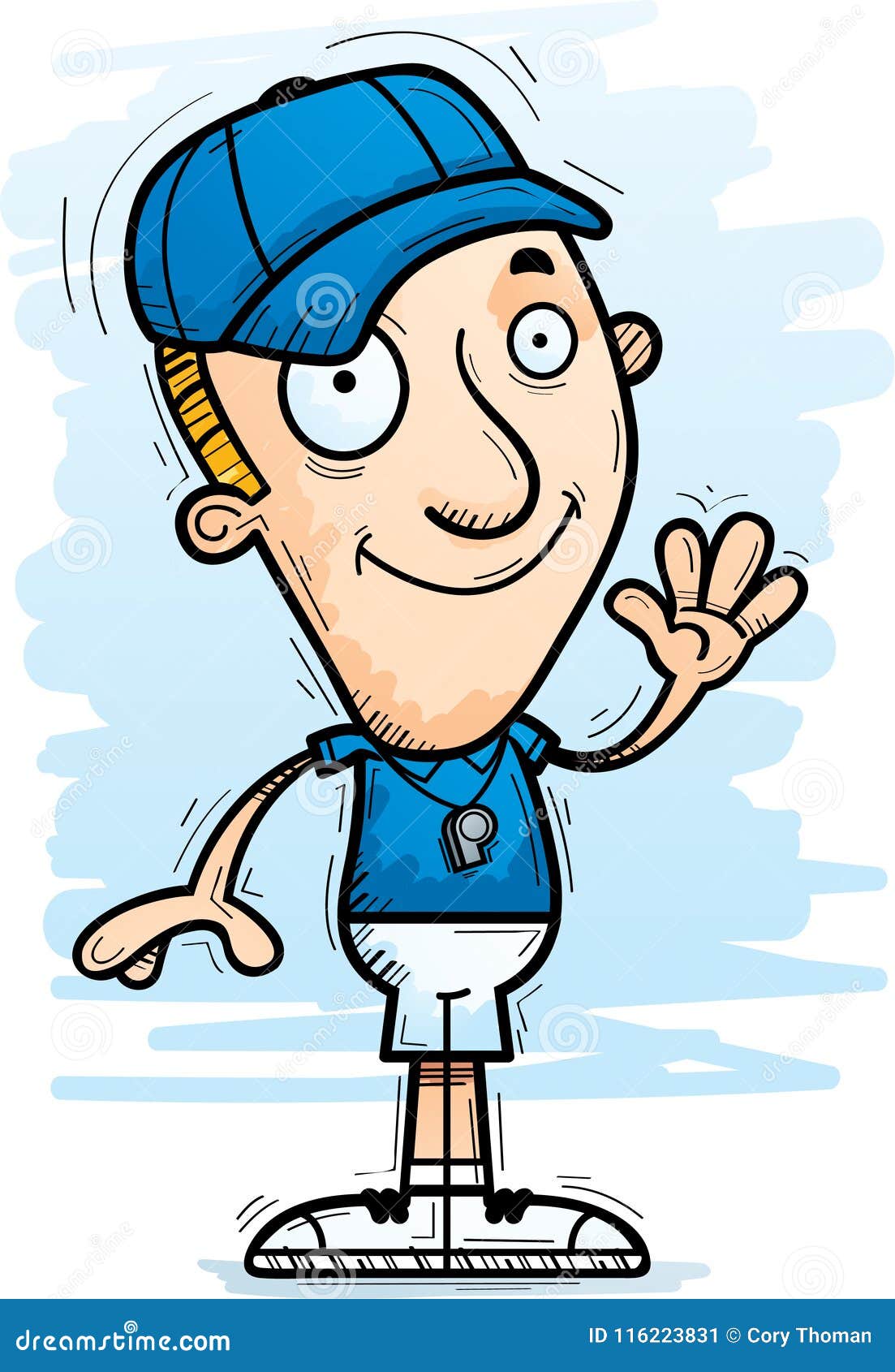 Cartoon Man Coach Waving stock vector. Illustration of coach - 116223831