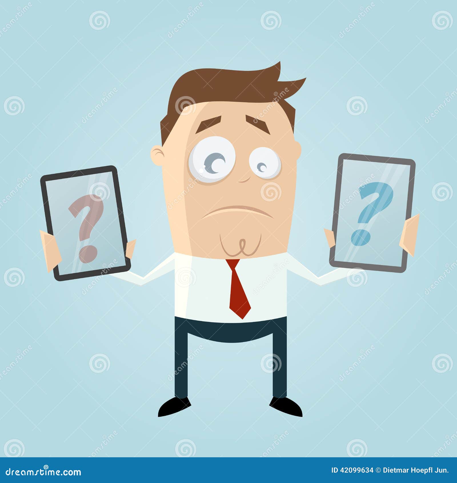 Cartoon Man is Comparing Mobile Phones Stock Vector - Illustration of ...