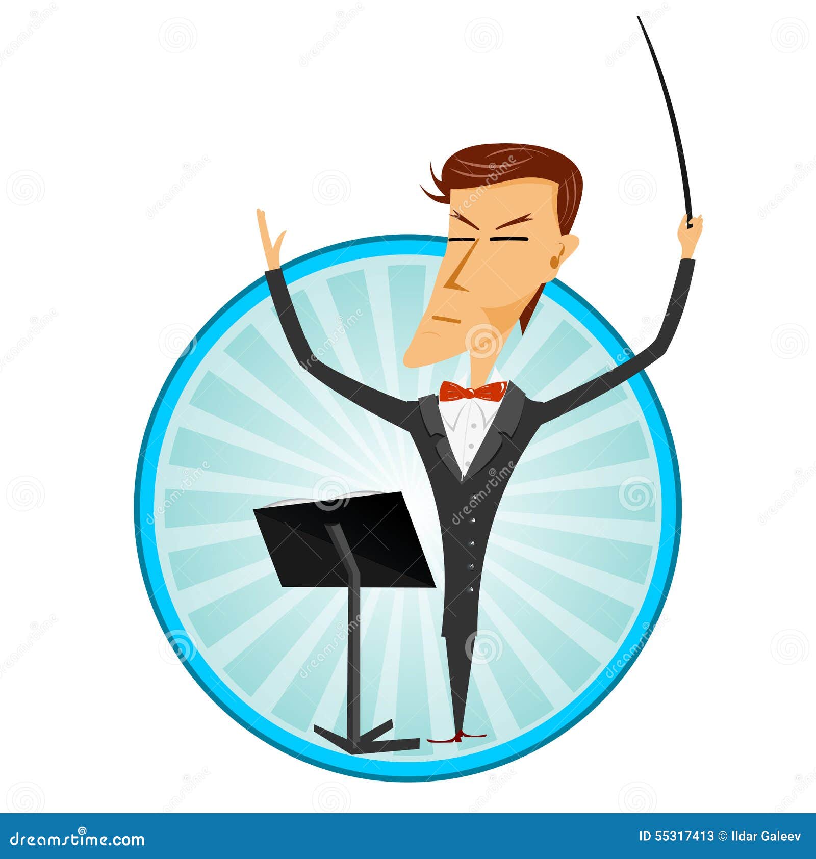 Cartoon Man Conducting an Orchestra Stock Vector - Illustration of ...