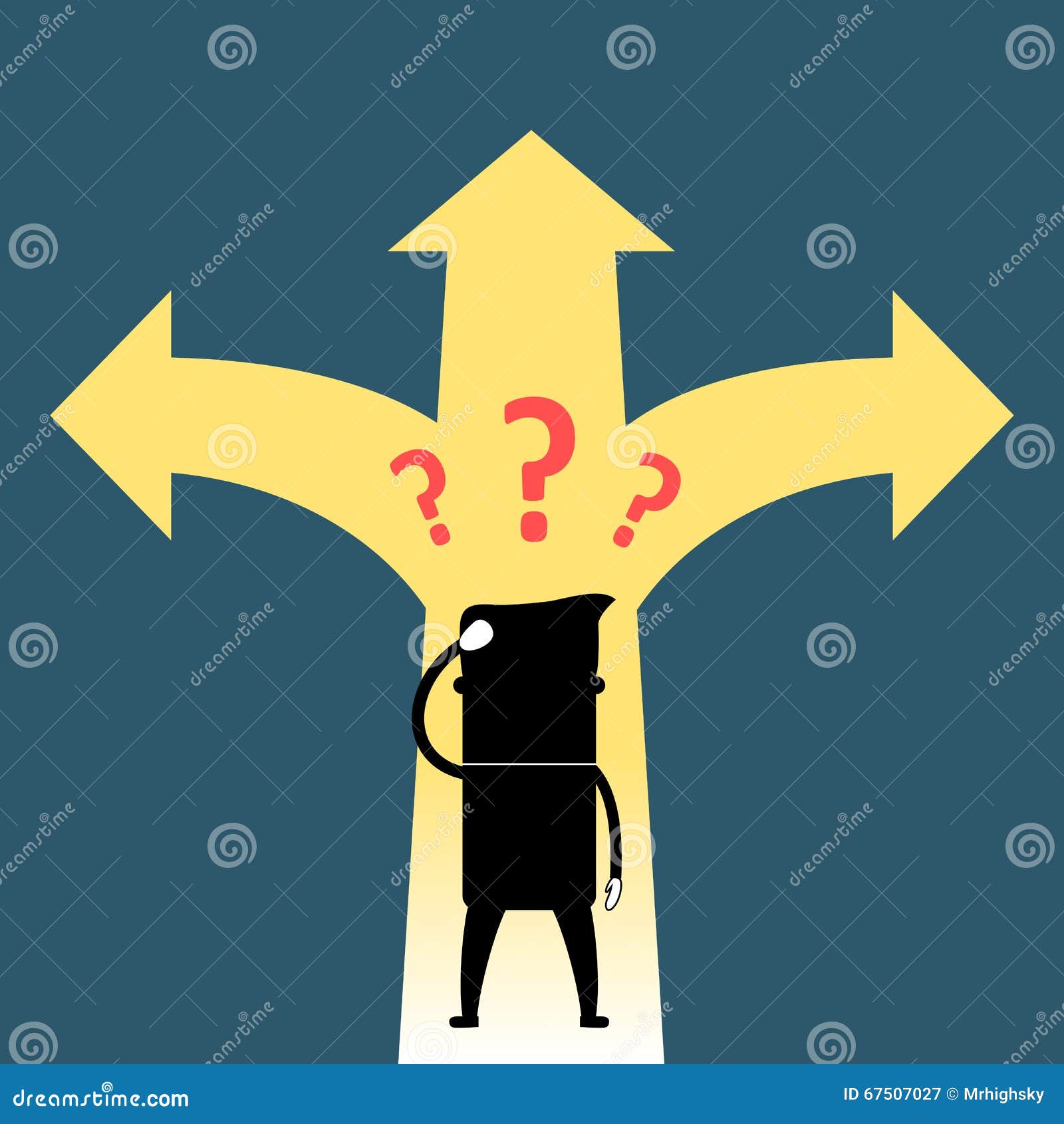 Cartoon Man Confused with Path Choices Stock Vector - Illustration of ...