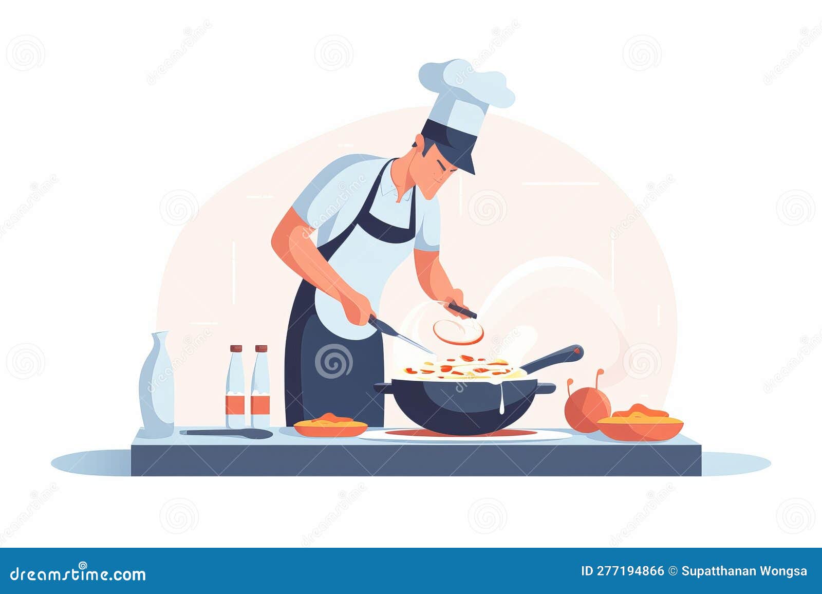 Cartoon Man Cooking in the Kitchen from Generative Ai Stock ...