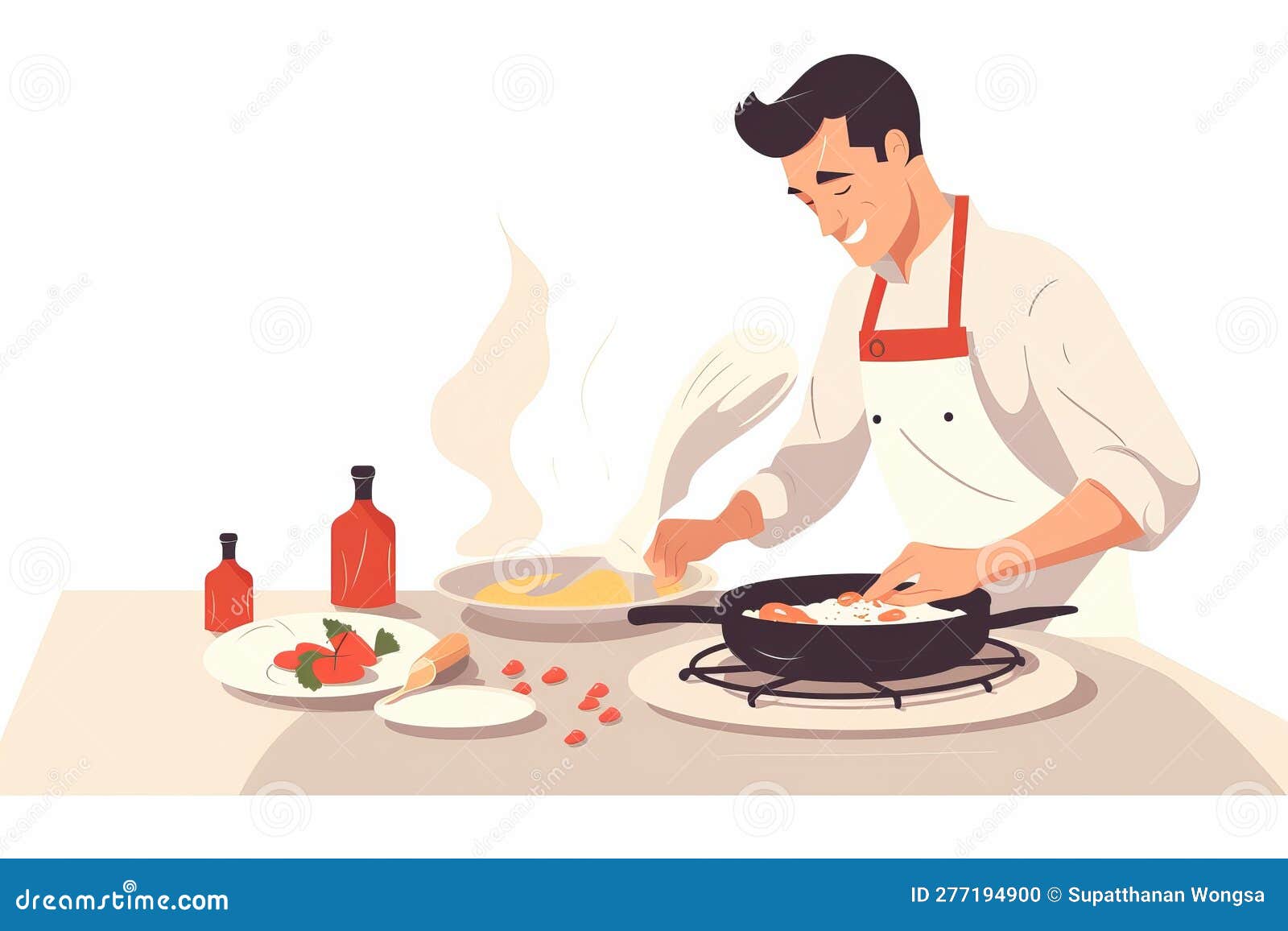 Cartoon Man Cooking in the Kitchen from Generative Ai Stock ...