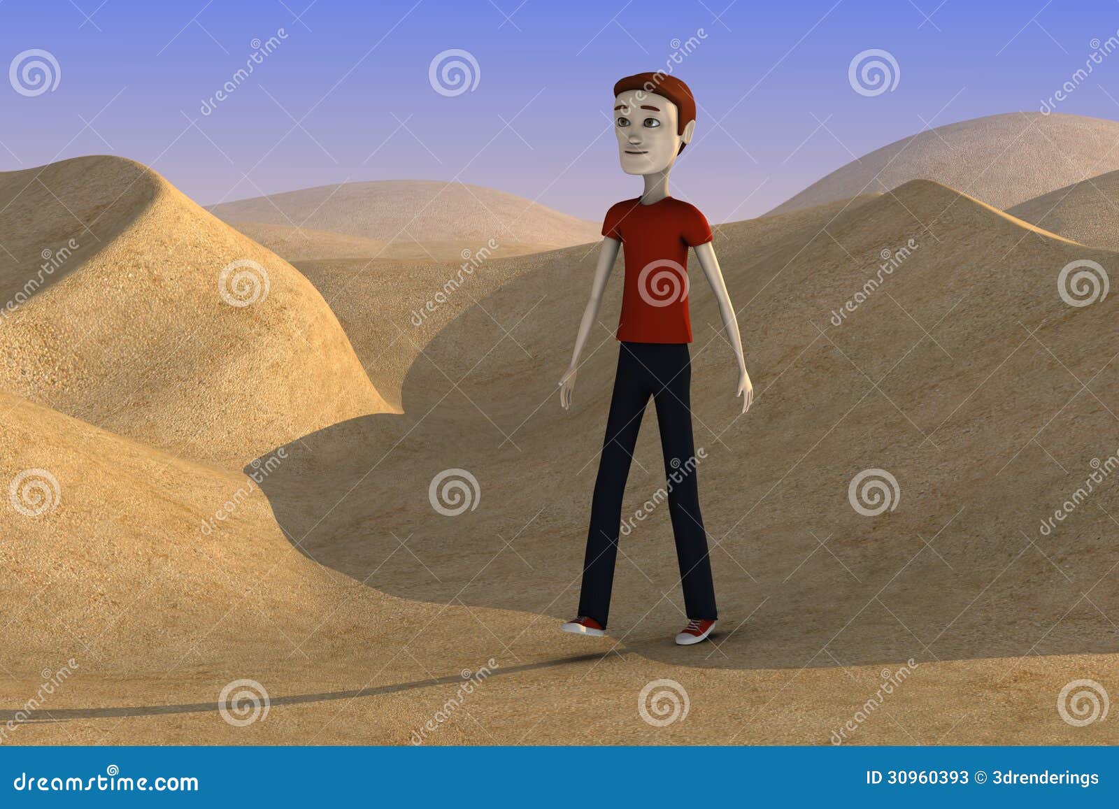 Cartoon man on desert stock illustration. Illustration of walk - 30960393