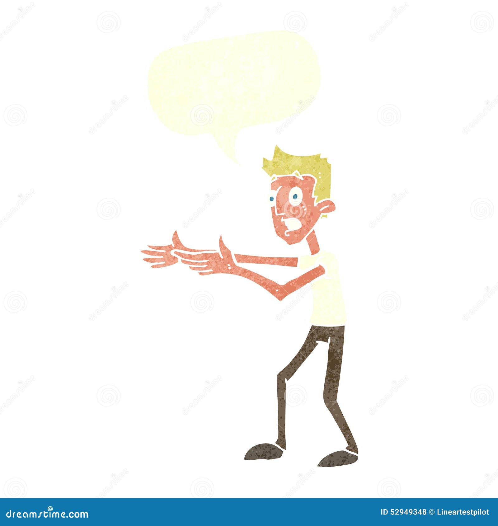 Cartoon Man Desperately Explaining with Speech Bubble Stock ...