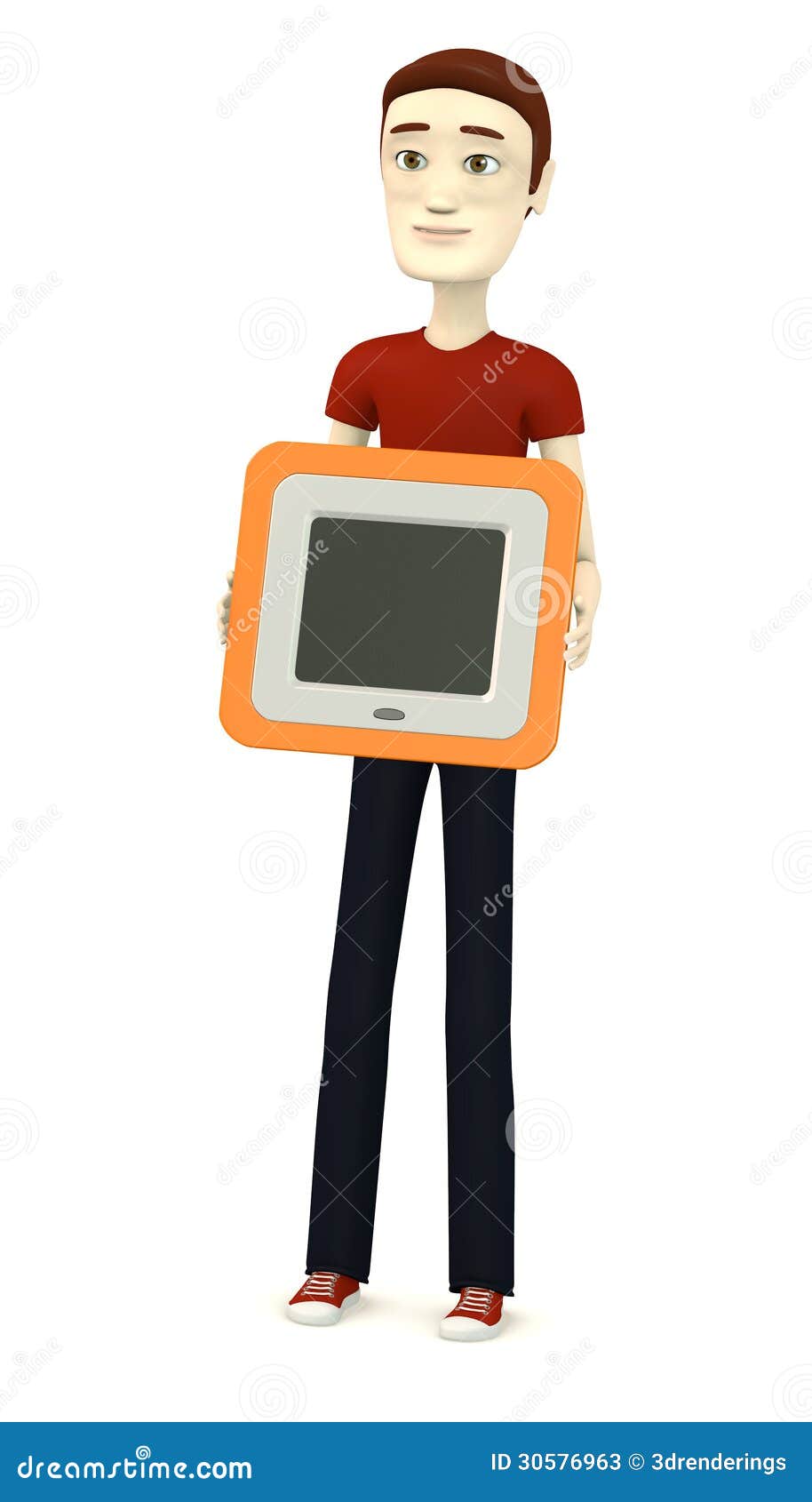 Cartoon Man with Digital Frame Stock Illustration - Illustration of ...