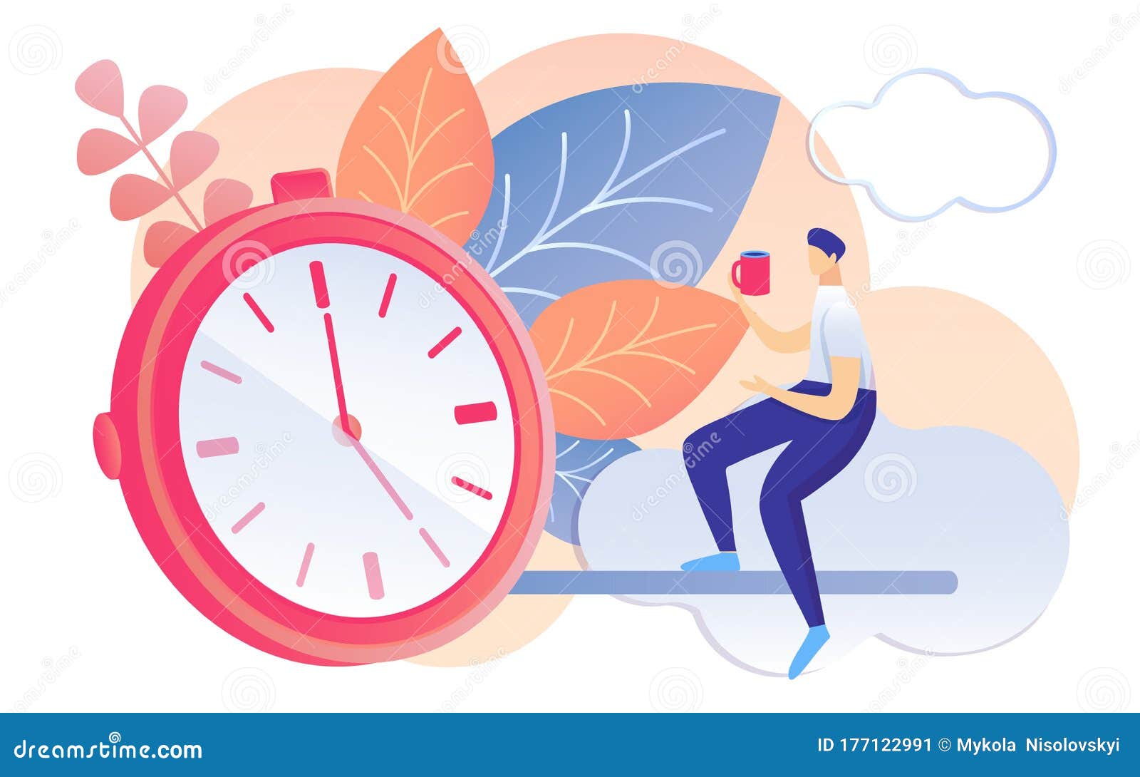 Cartoon Man Drink Coffee at Working Time Break Stock Vector ...