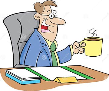 Cartoon Man Drinking Coffee Stock Vector - Illustration of adult, boss ...