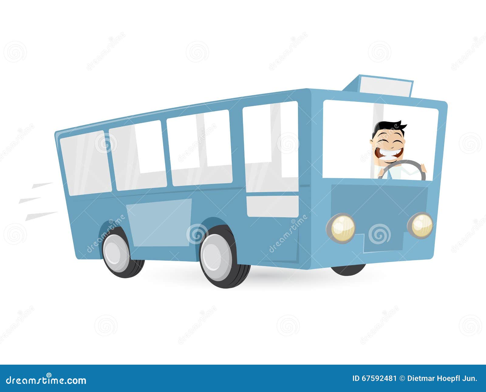 Cartoon Man is Driving a Bus Stock Vector - Illustration of employee ...