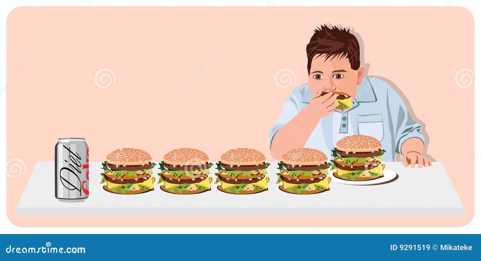 Cartoon Man Eating Hamburgers Stock Vector - Illustration of meal ...