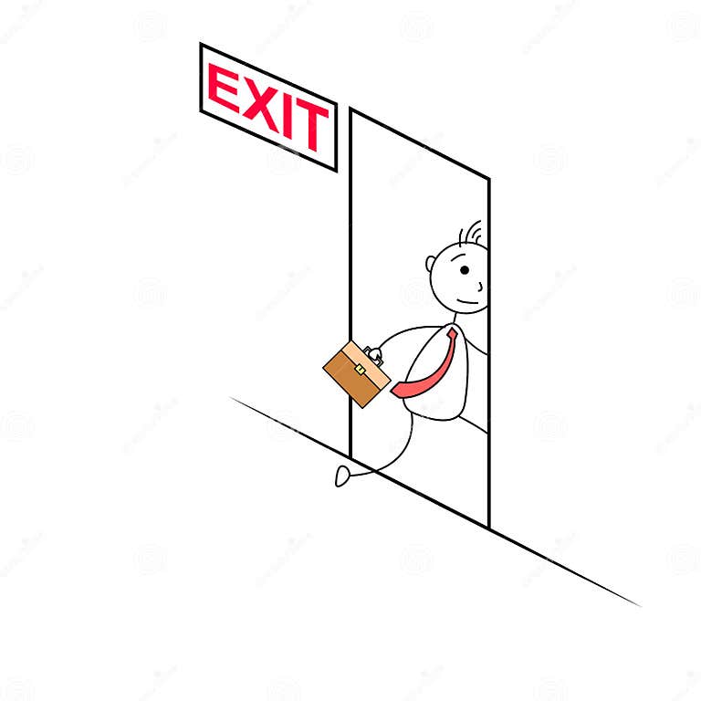 Cartoon Man Exiting through a Door Stock Vector - Illustration of ...