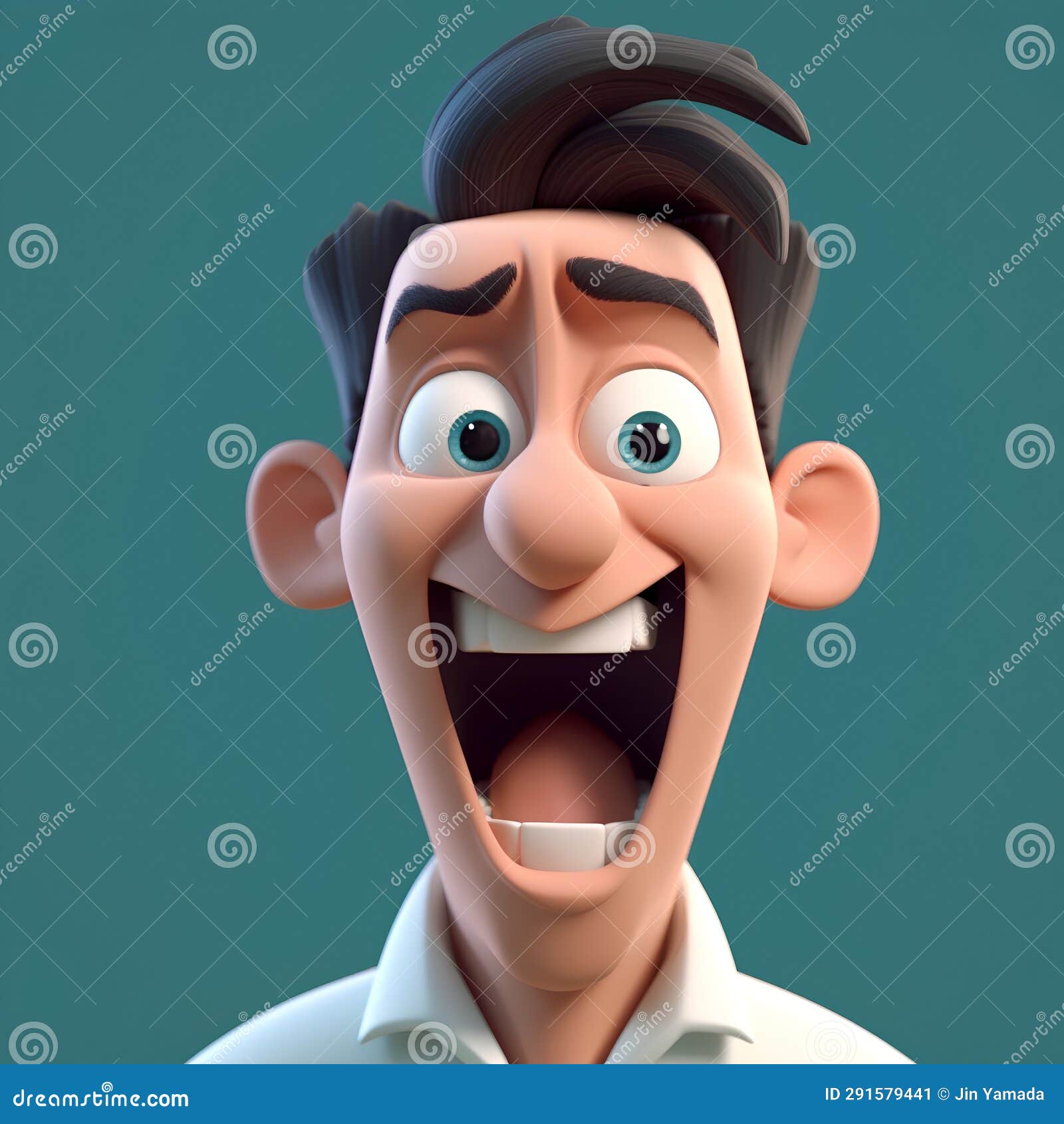 Cartoon Man with Expression of Surprise and Amazement (3D Illustration ...