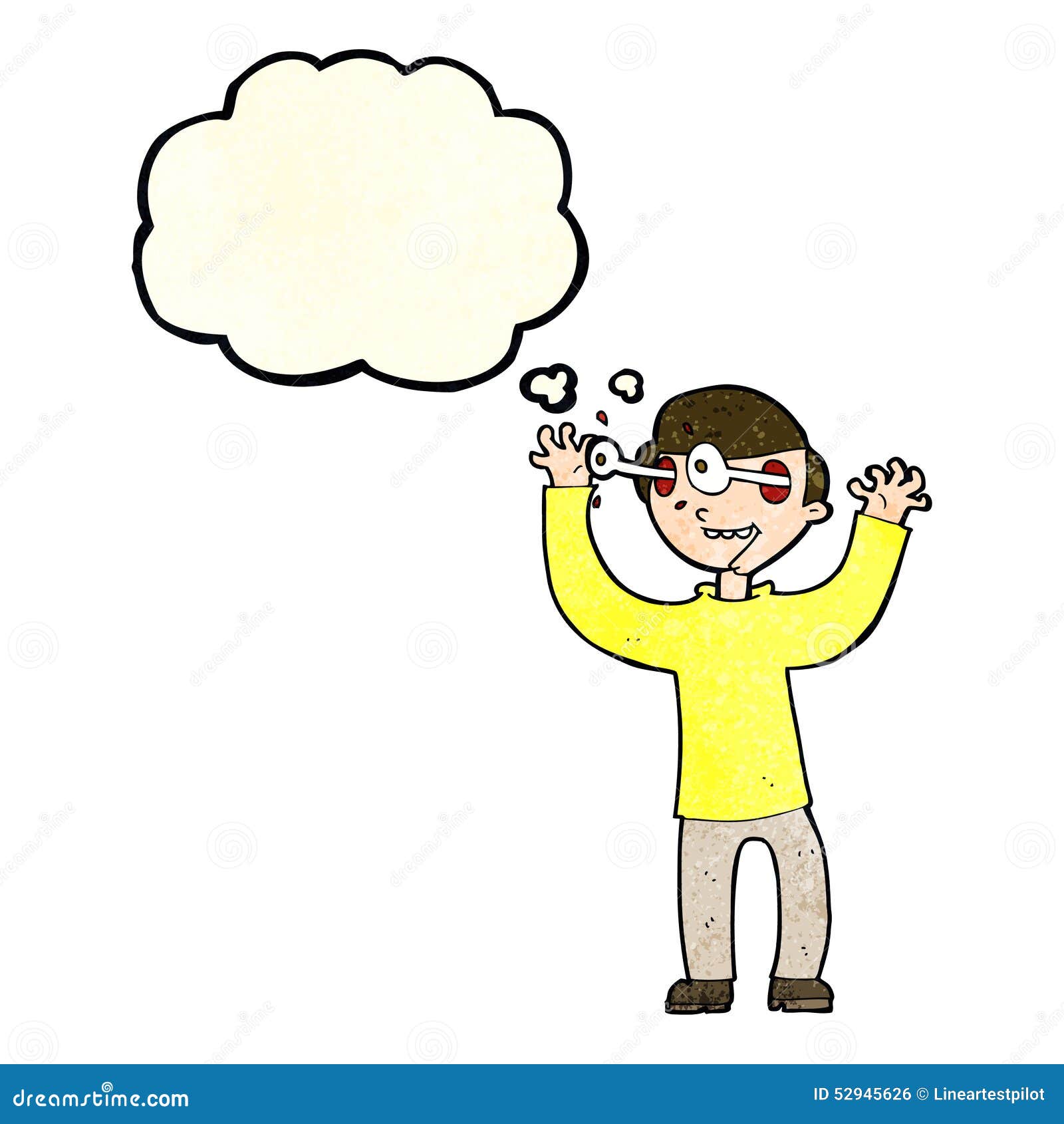 Cartoon Man with Eyes Popping Out of Head with Thought Bubble Stock ...