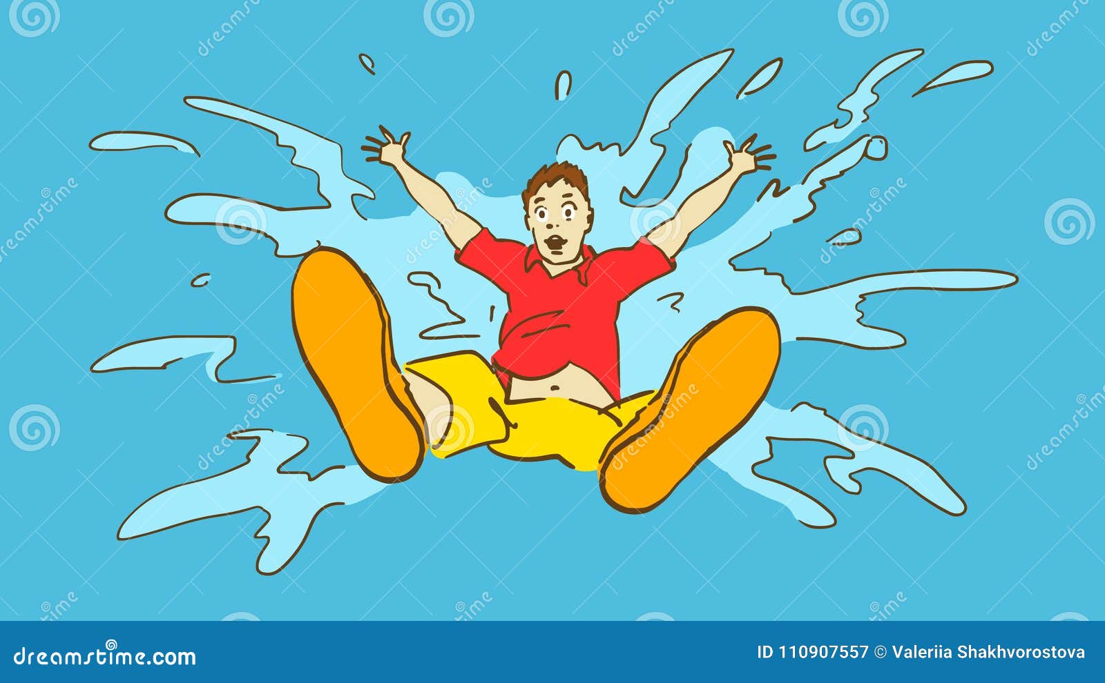 Cartoon Man Falling into the Water with Splash Stock Vector ...