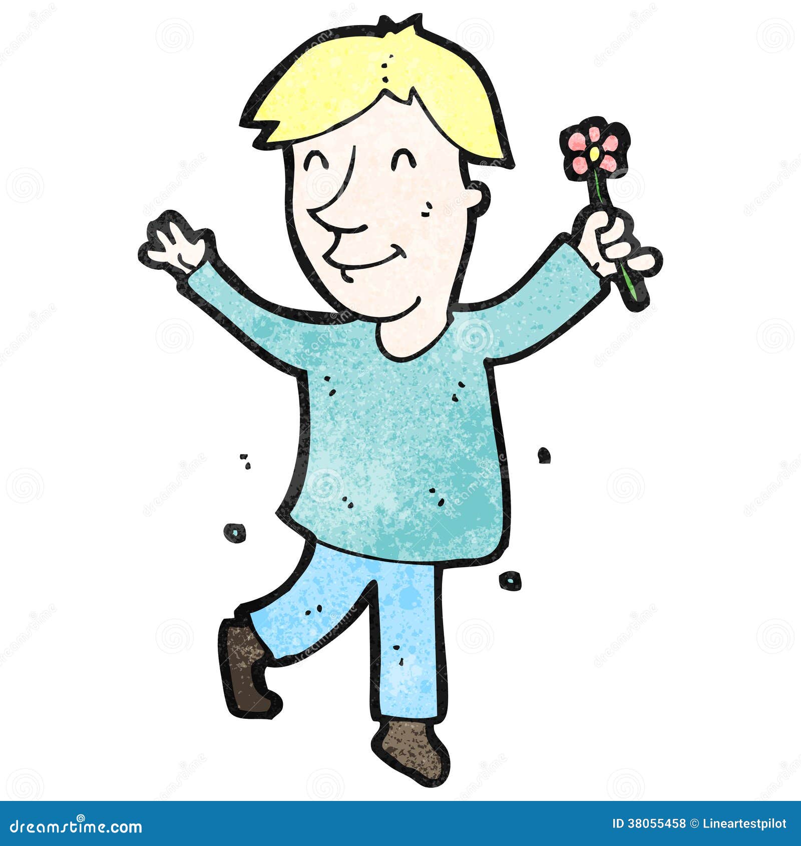 Cartoon man with flower stock vector. Illustration of character - 38055458