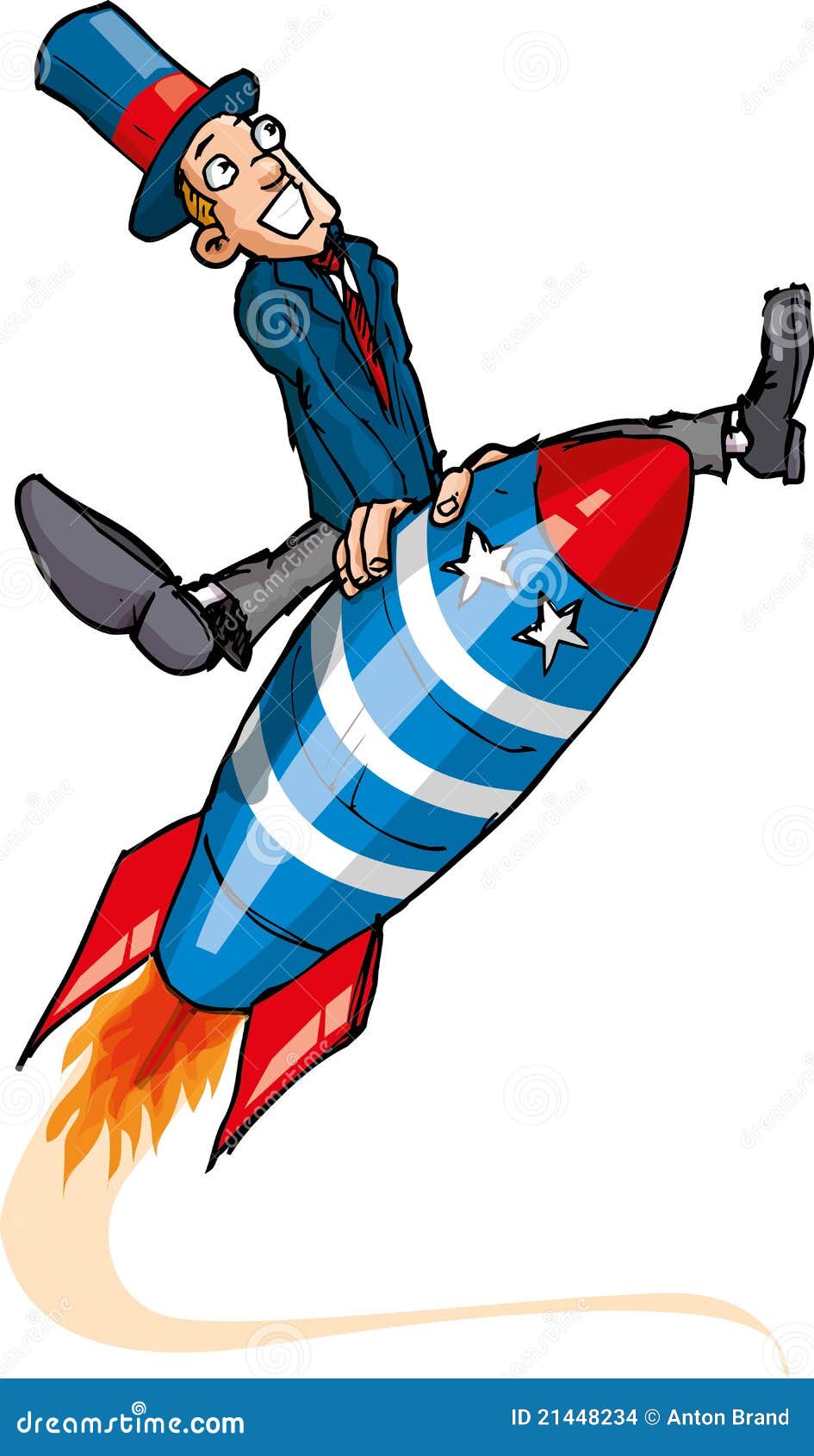 Man Flying With A Rocket To The Stars As Symbol Of Personal Growth And ...