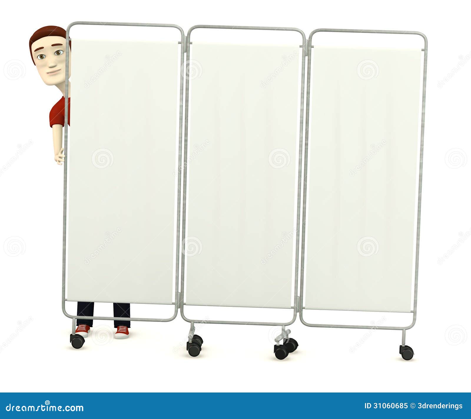 Cartoon Man with Folding Screen Stock Illustration - Illustration of ...