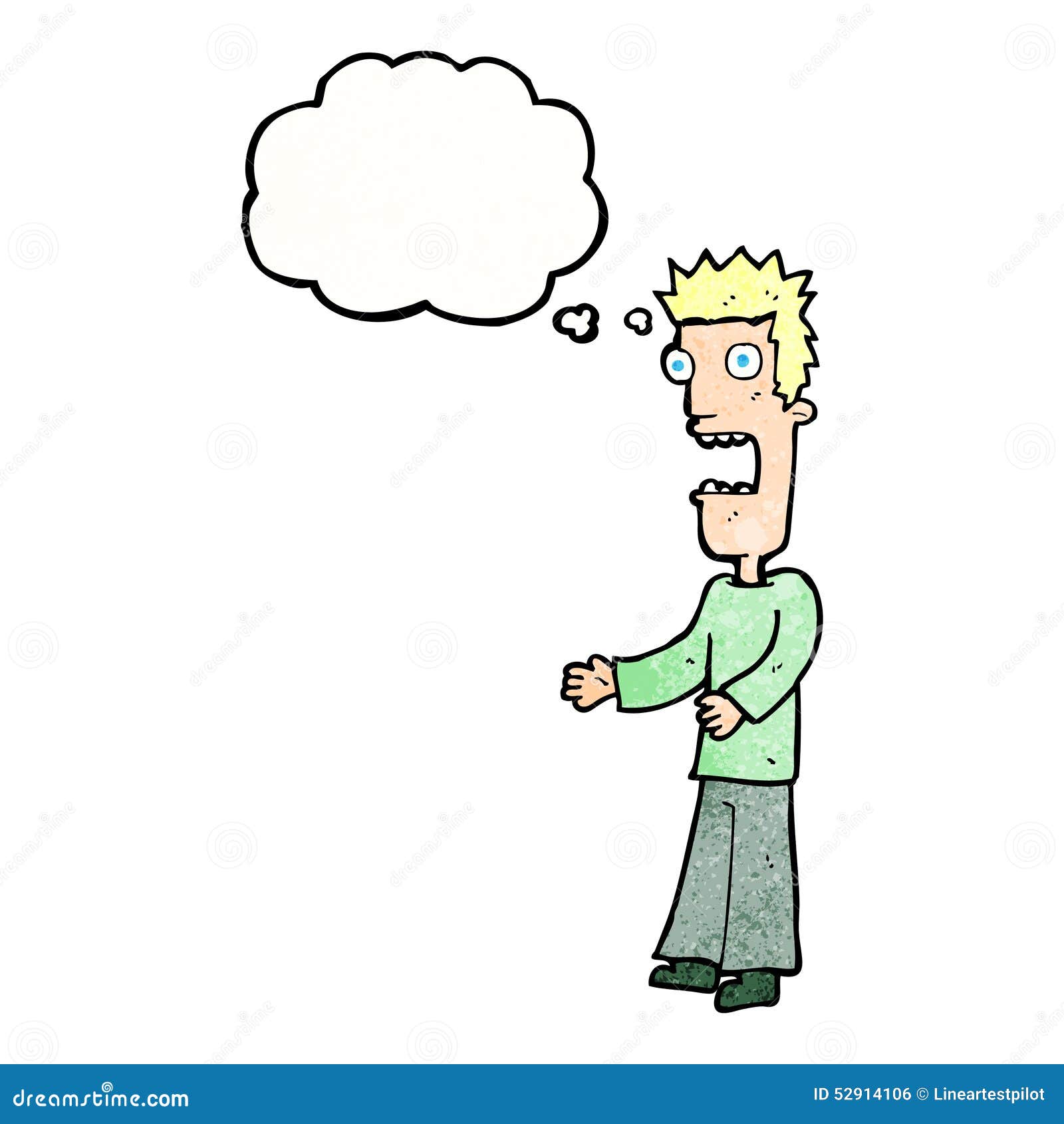 Cartoon Man Freaking Out with Thought Bubble Stock Illustration ...