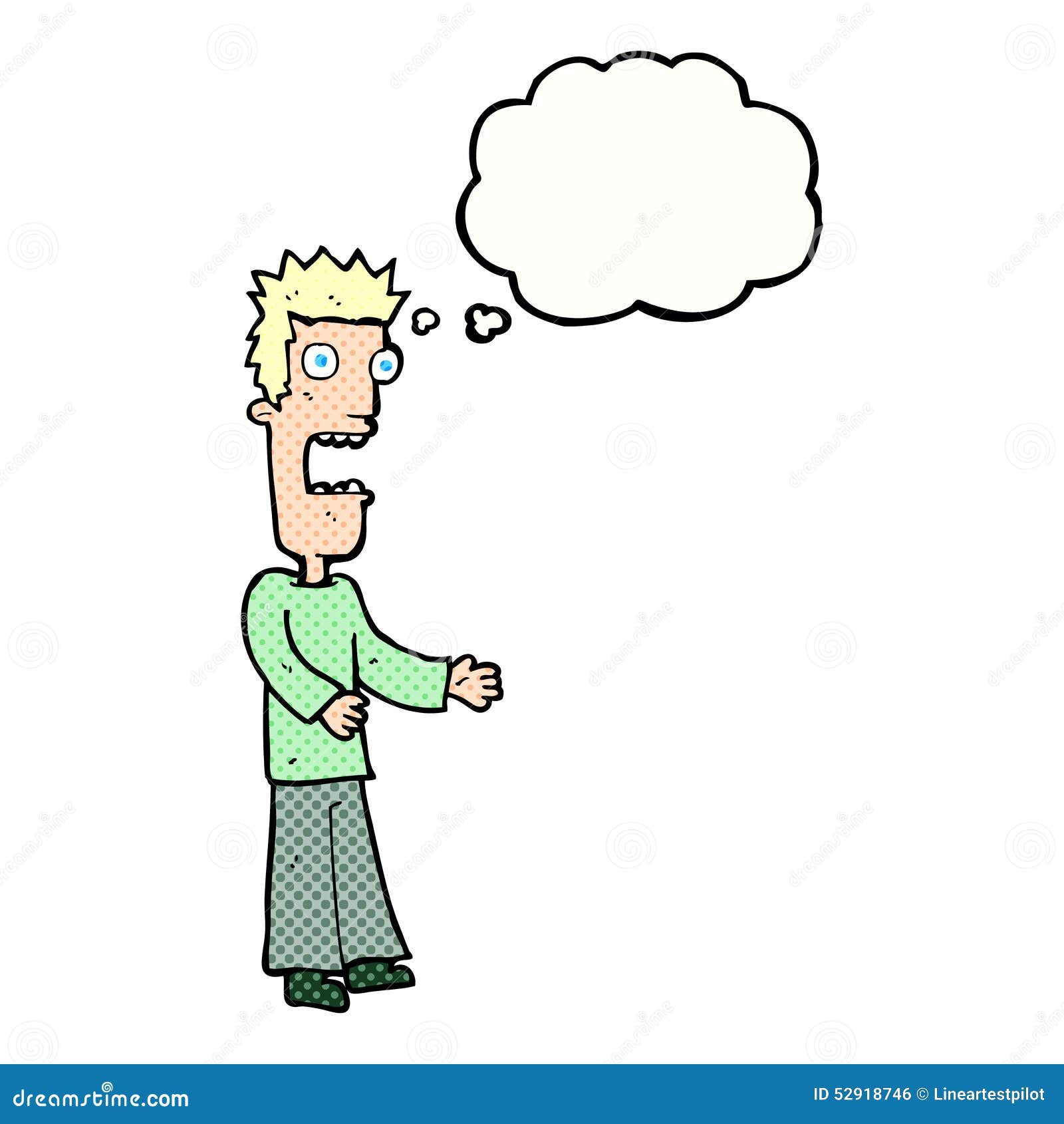Cartoon Man Freaking Out with Thought Bubble Stock Illustration ...