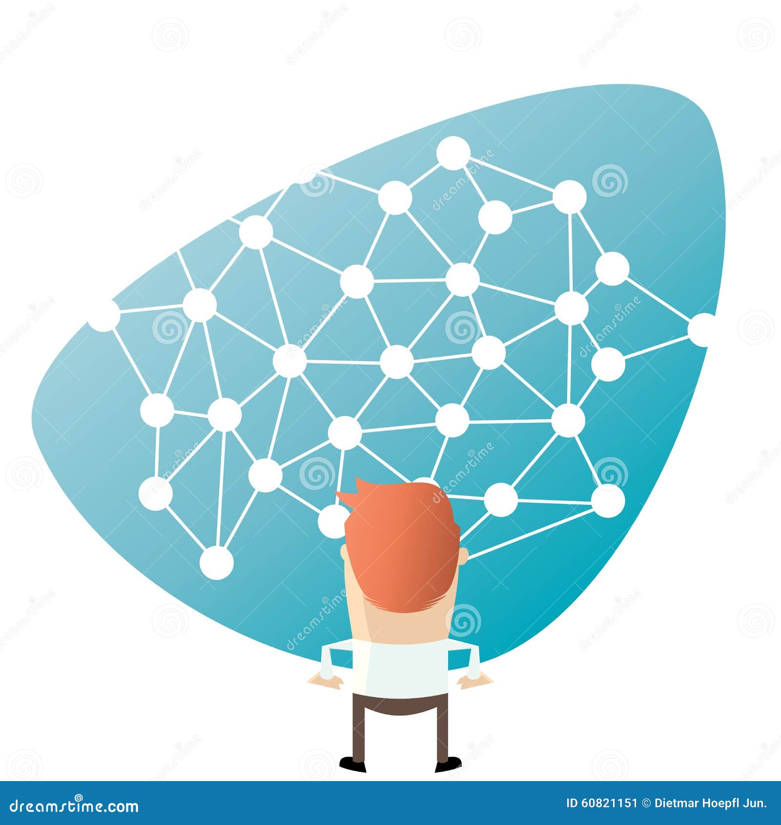 Cartoon Man in Front of a Big Network Stock Vector - Illustration of ...