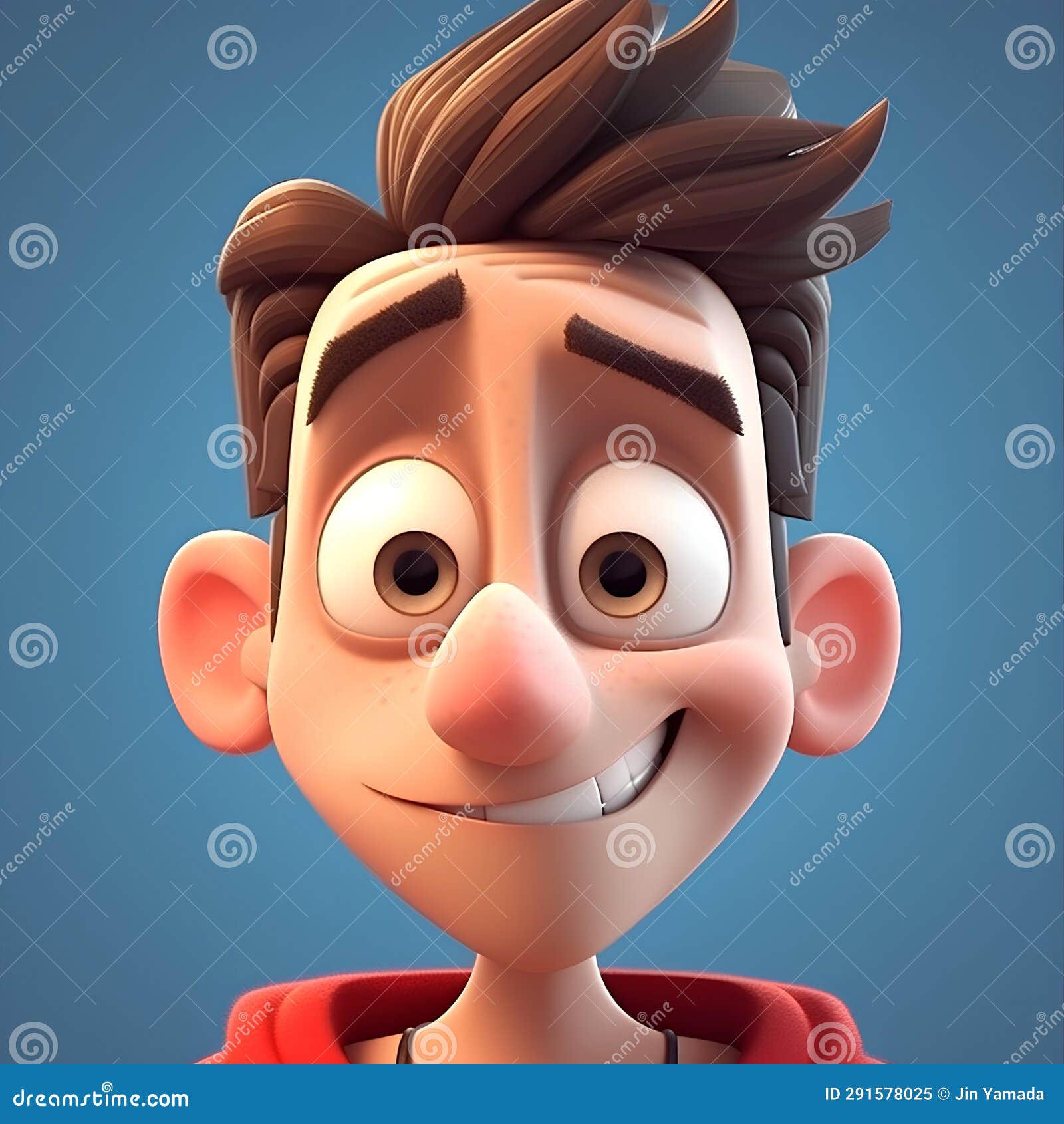 Cartoon Man with Funny Expression on His Face, 3d Render Stock ...