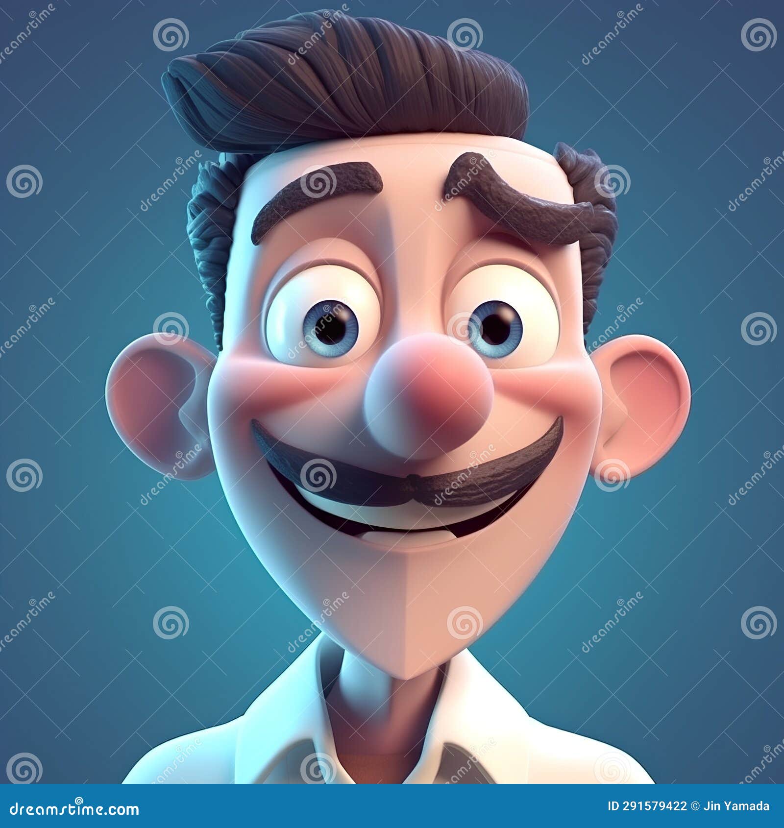 Cartoon Man with a Funny Expression on His Face, 3d Render Stock ...