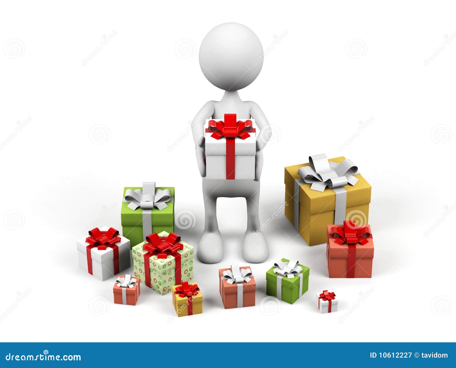 Cartoon man with gift. stock illustration. Illustration of gift - 10612227