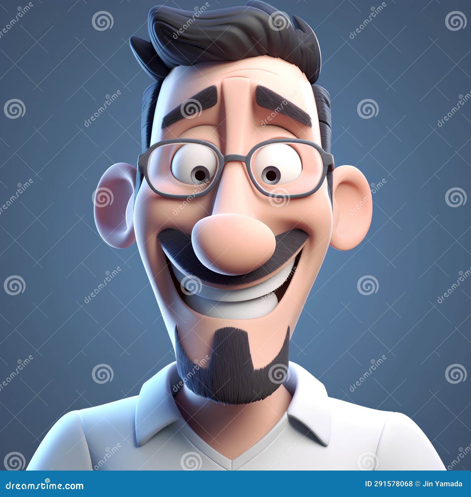 Cartoon Man with Glasses and a Mustache is Surprised, 3d Illustration ...