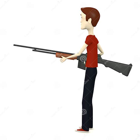 Cartoon man with gun stock illustration. Illustration of shoot - 30747473