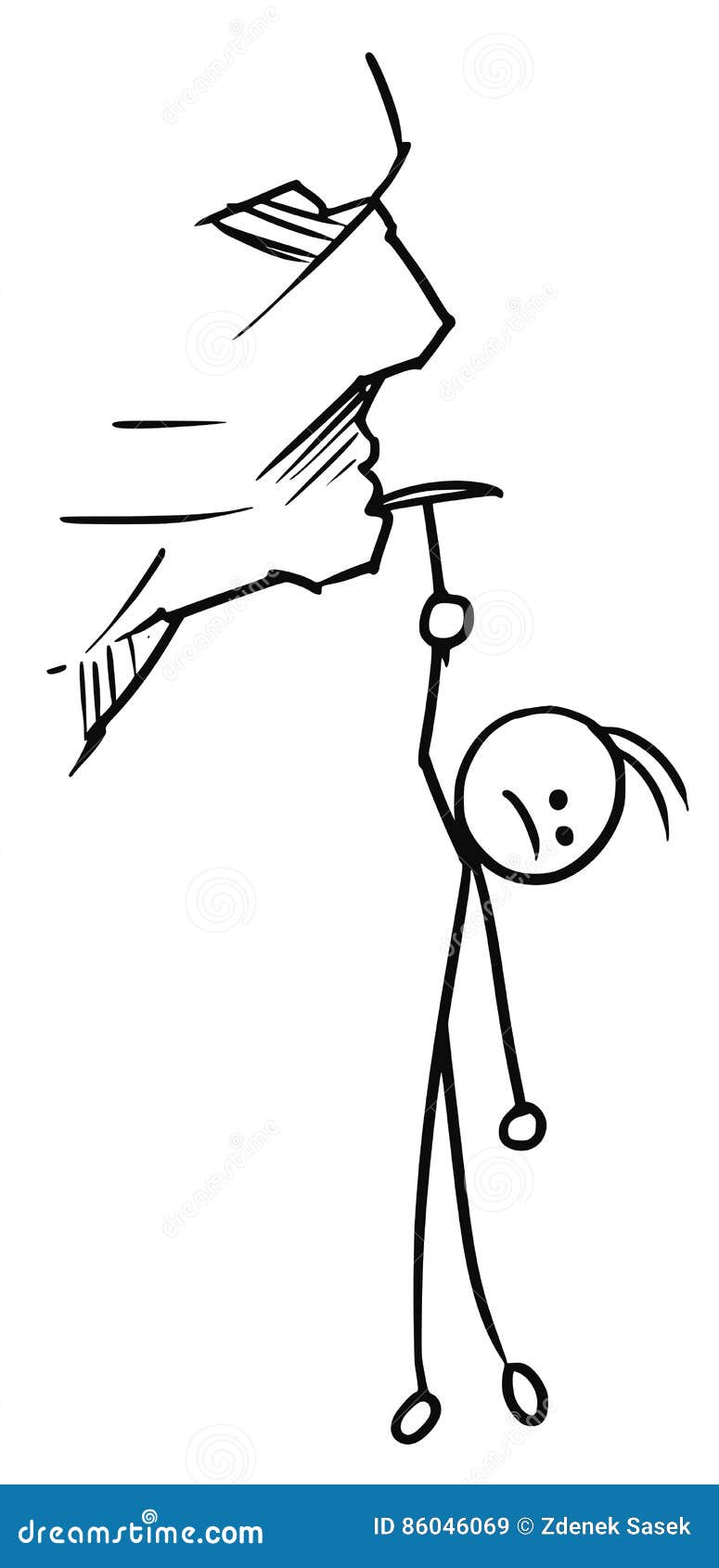 Cartoon of Man Hanging on the Rock Stock Vector - Illustration of ...