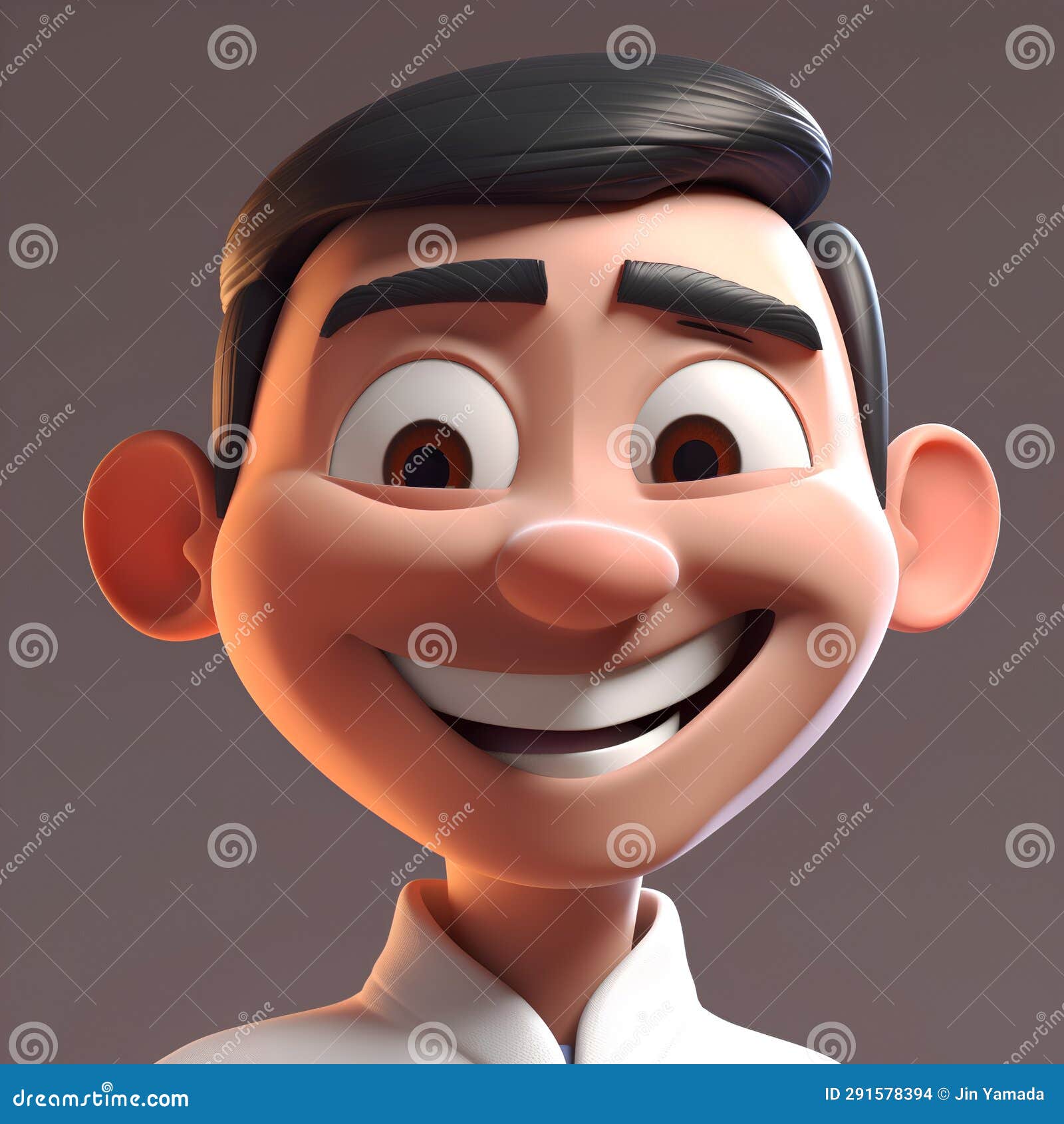 Cartoon Man with Happy Expression, 3d Render Illustration, Square Image ...