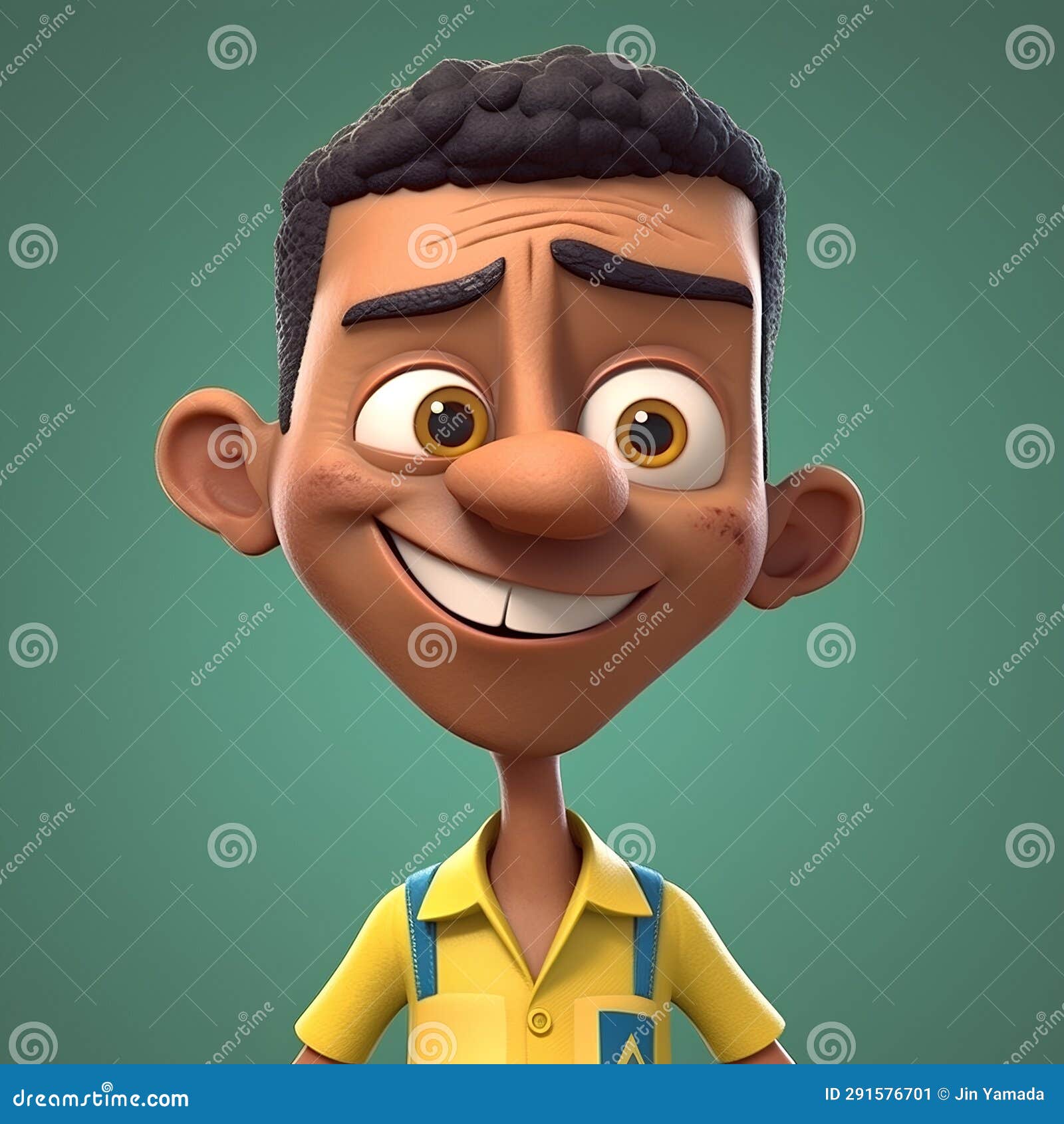 Cartoon Man with Happy Expression on His Face, 3d Illustration Stock ...