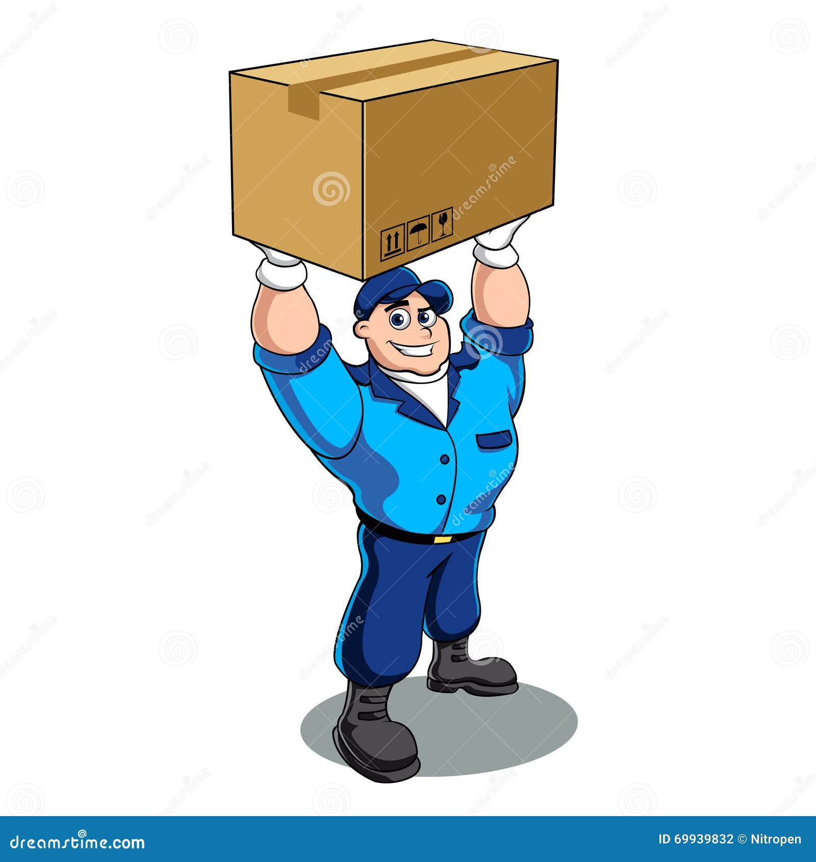 Cartoon man holding a box stock vector. Illustration of mascot - 69939832