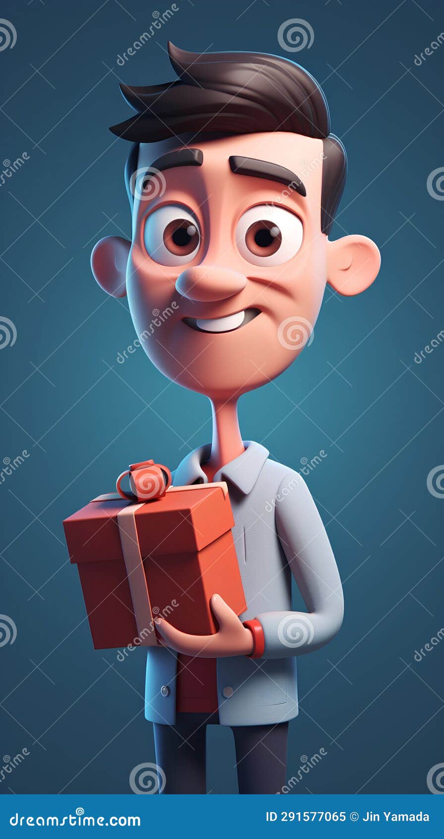 Cartoon Man Holding a Gift Box. 3d Render Illustration Stock ...
