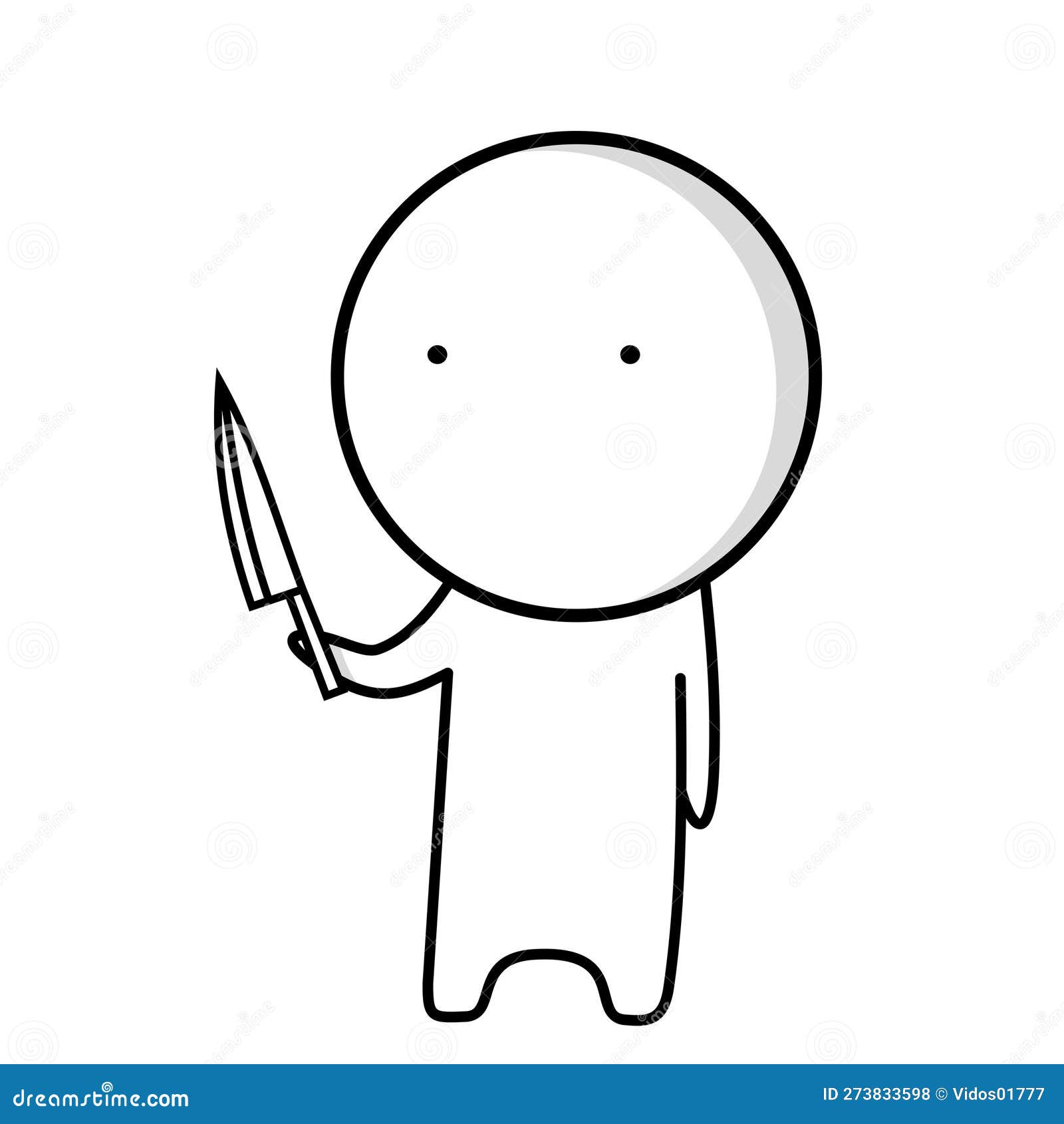 A Cartoon of a Man Holding a Knife in His Hand. Stock Vector ...